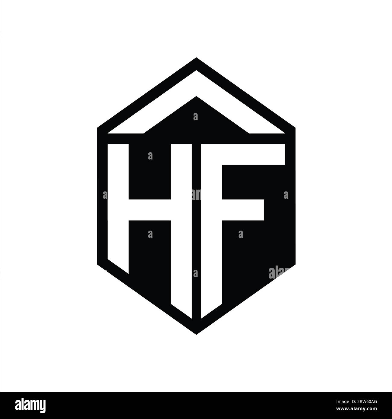 HF Letter Logo monogram simple hexagon shield shape isolated style ...
