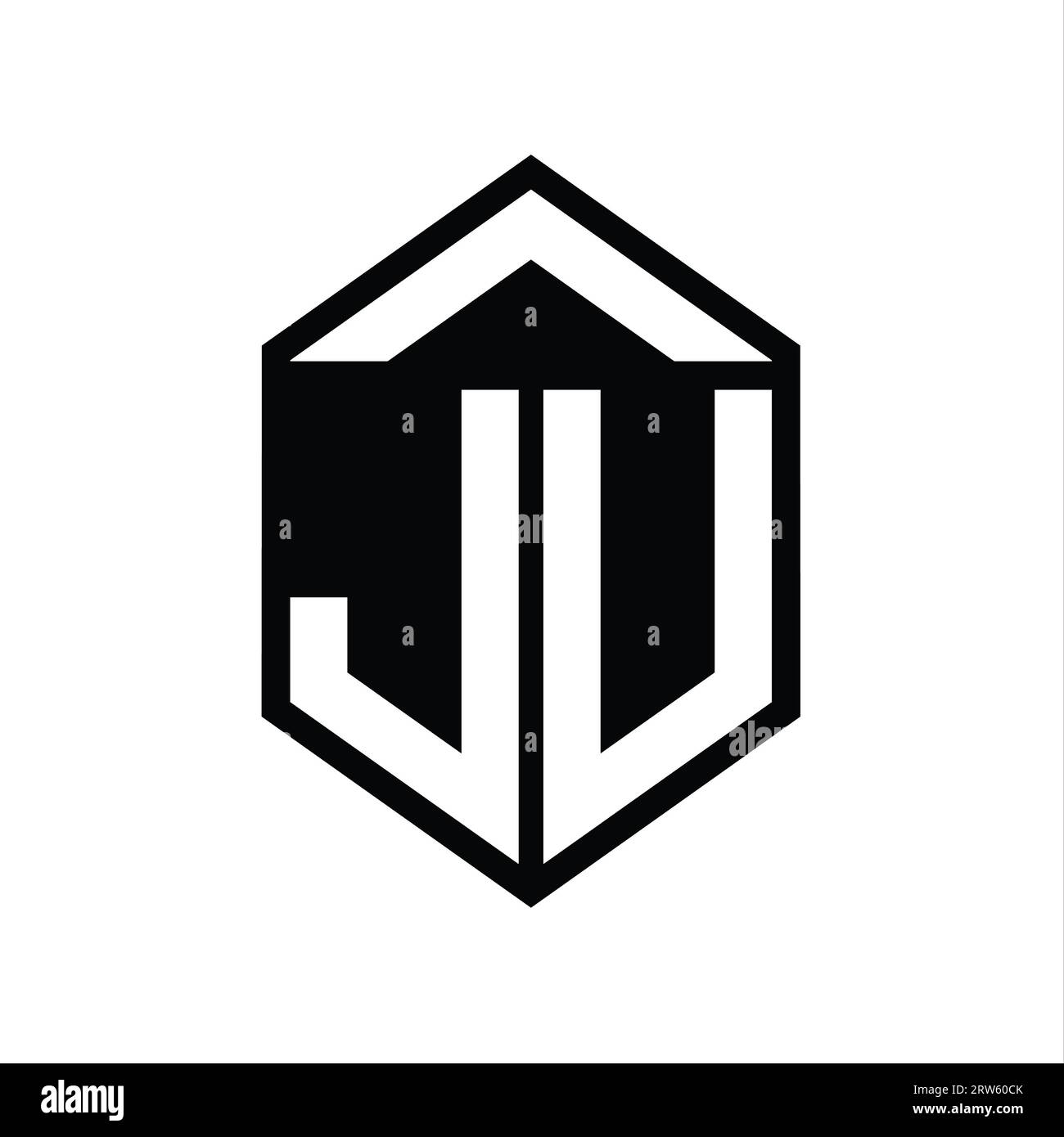 JU Letter Logo monogram simple hexagon shield shape isolated style design template Stock Photo ...