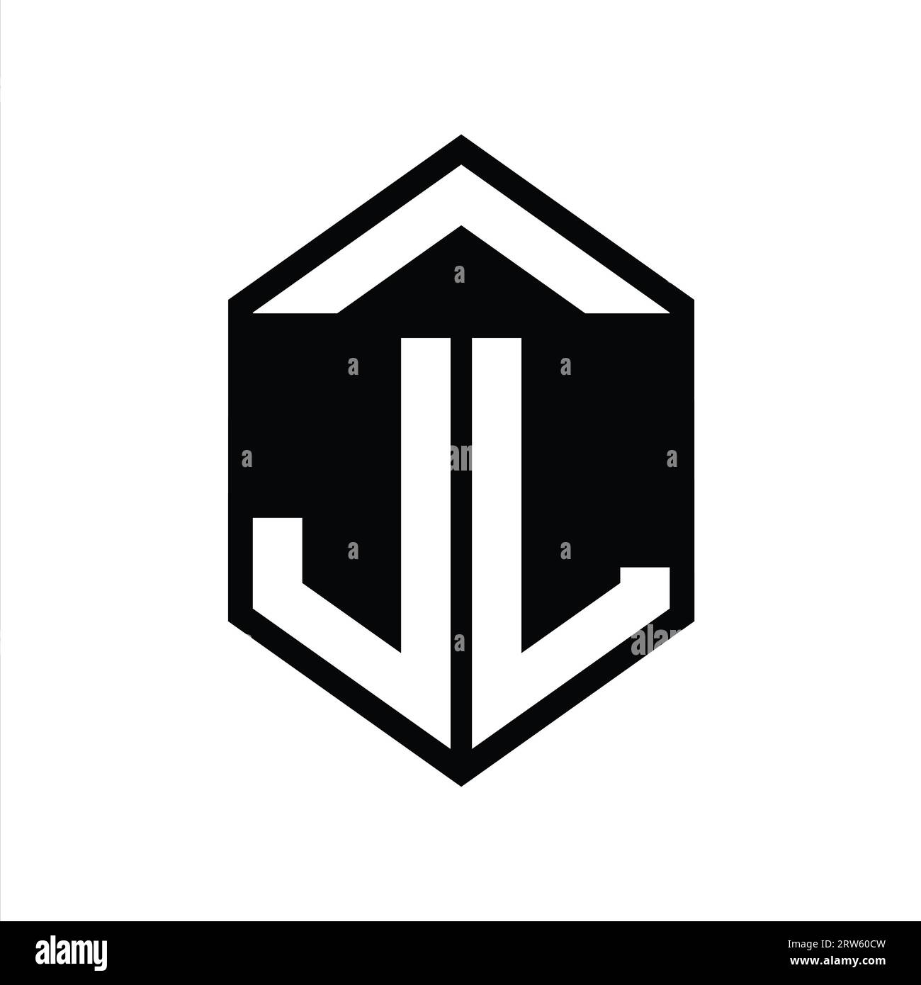 JL Letter Logo monogram simple hexagon shield shape isolated style ...