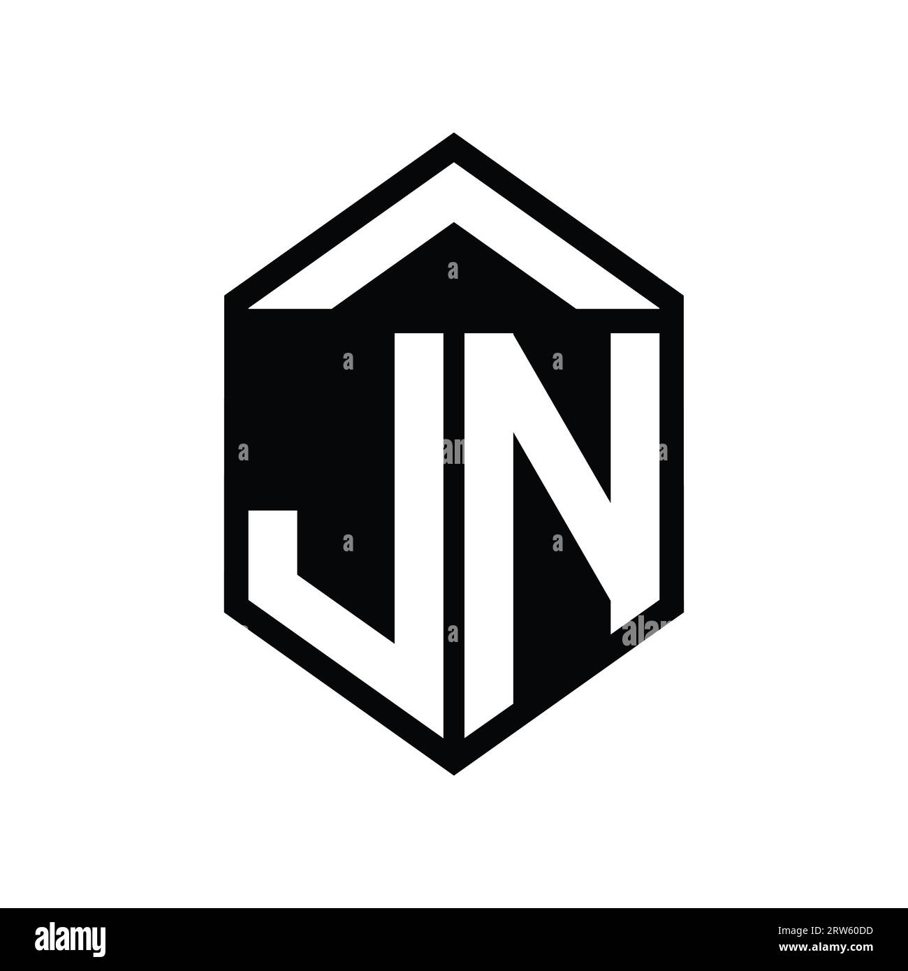 JN Letter Logo monogram simple hexagon shield shape isolated style ...