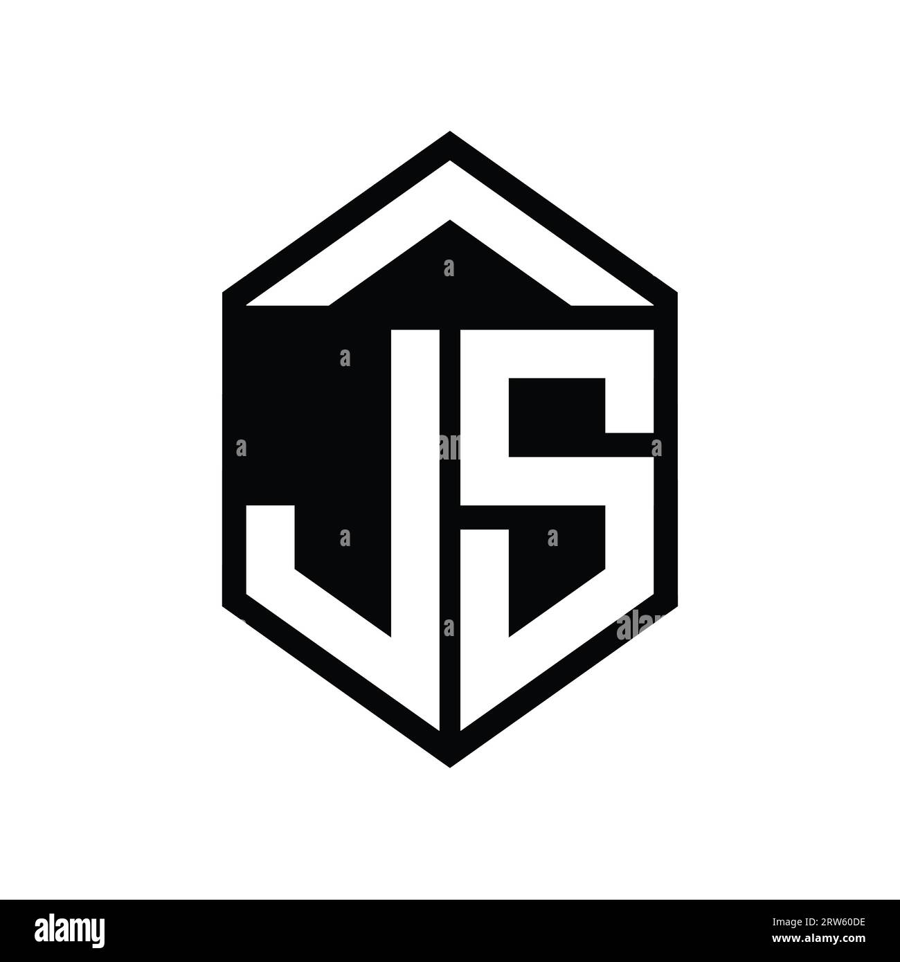 JS Letter Logo monogram simple hexagon shield shape isolated style ...