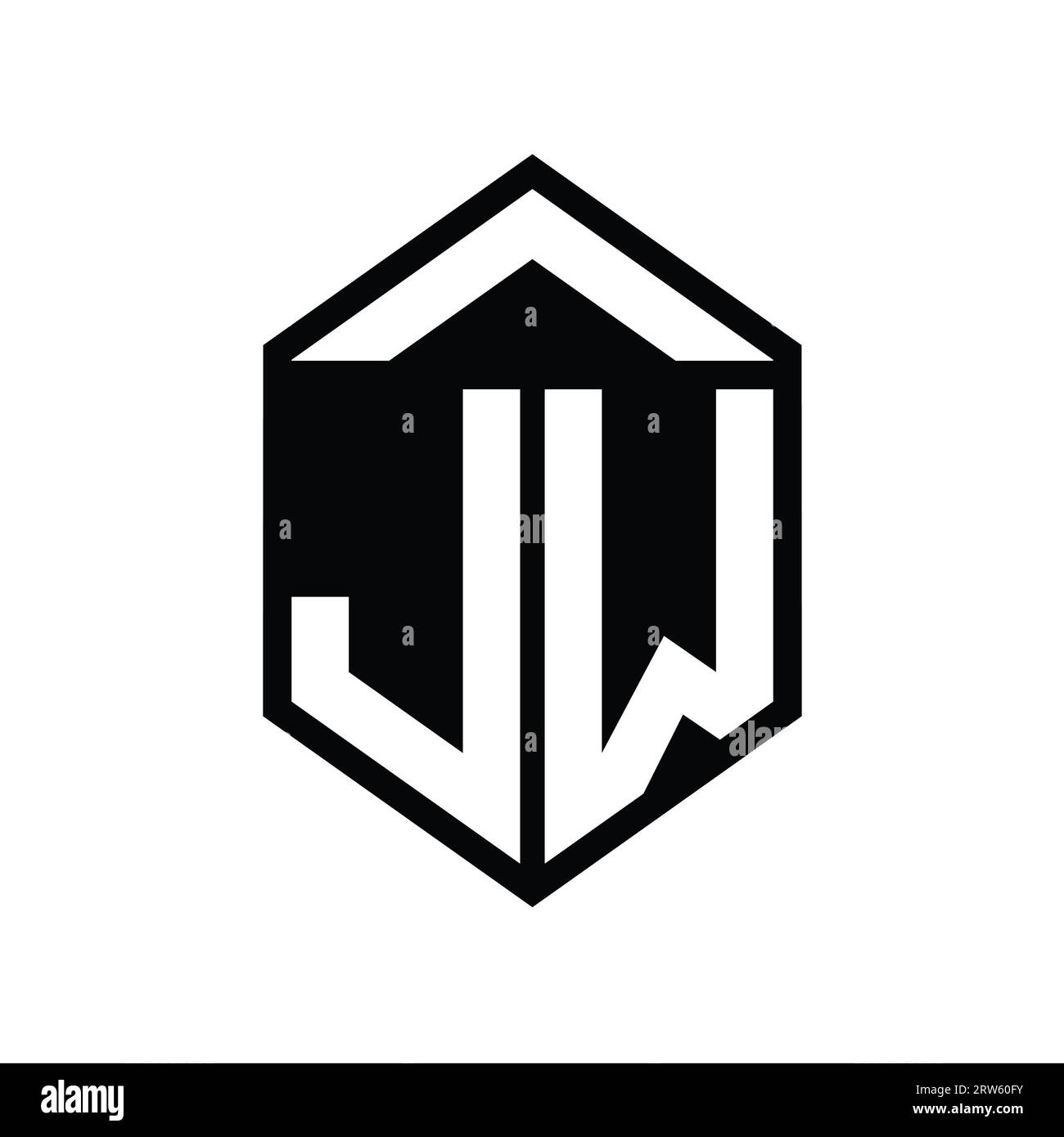 JW Letter Logo monogram simple hexagon shield shape isolated style design template Stock Photo ...