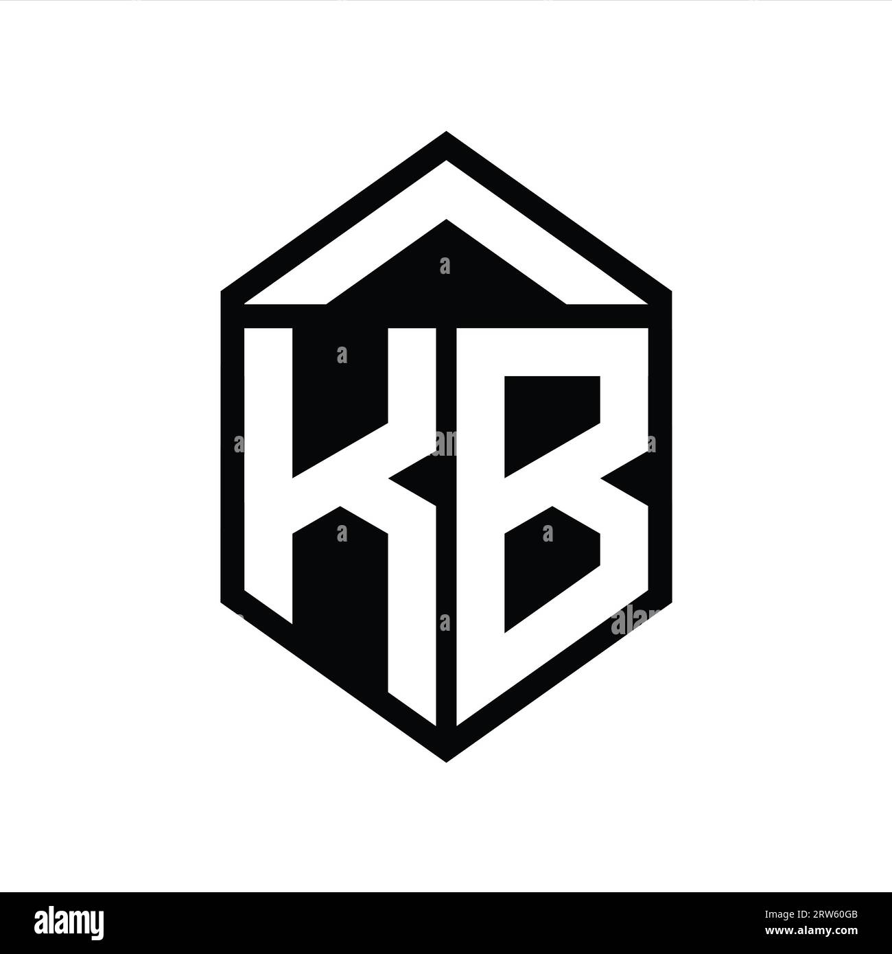 KB Letter Logo monogram simple hexagon shield shape isolated style ...