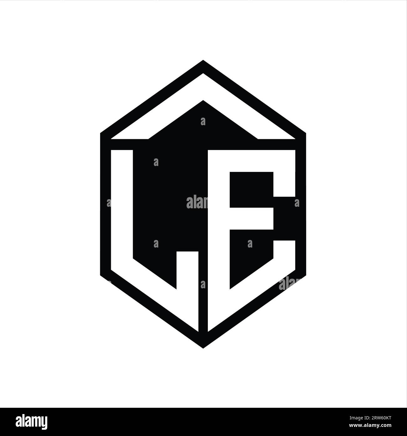 LE Letter Logo monogram simple hexagon shield shape isolated style design template Stock Photo ...