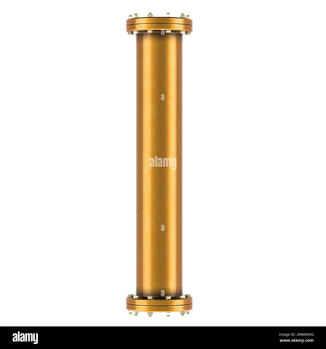 Letter I from copper, bronze or brass pipes, 3D rendering isolated on ...