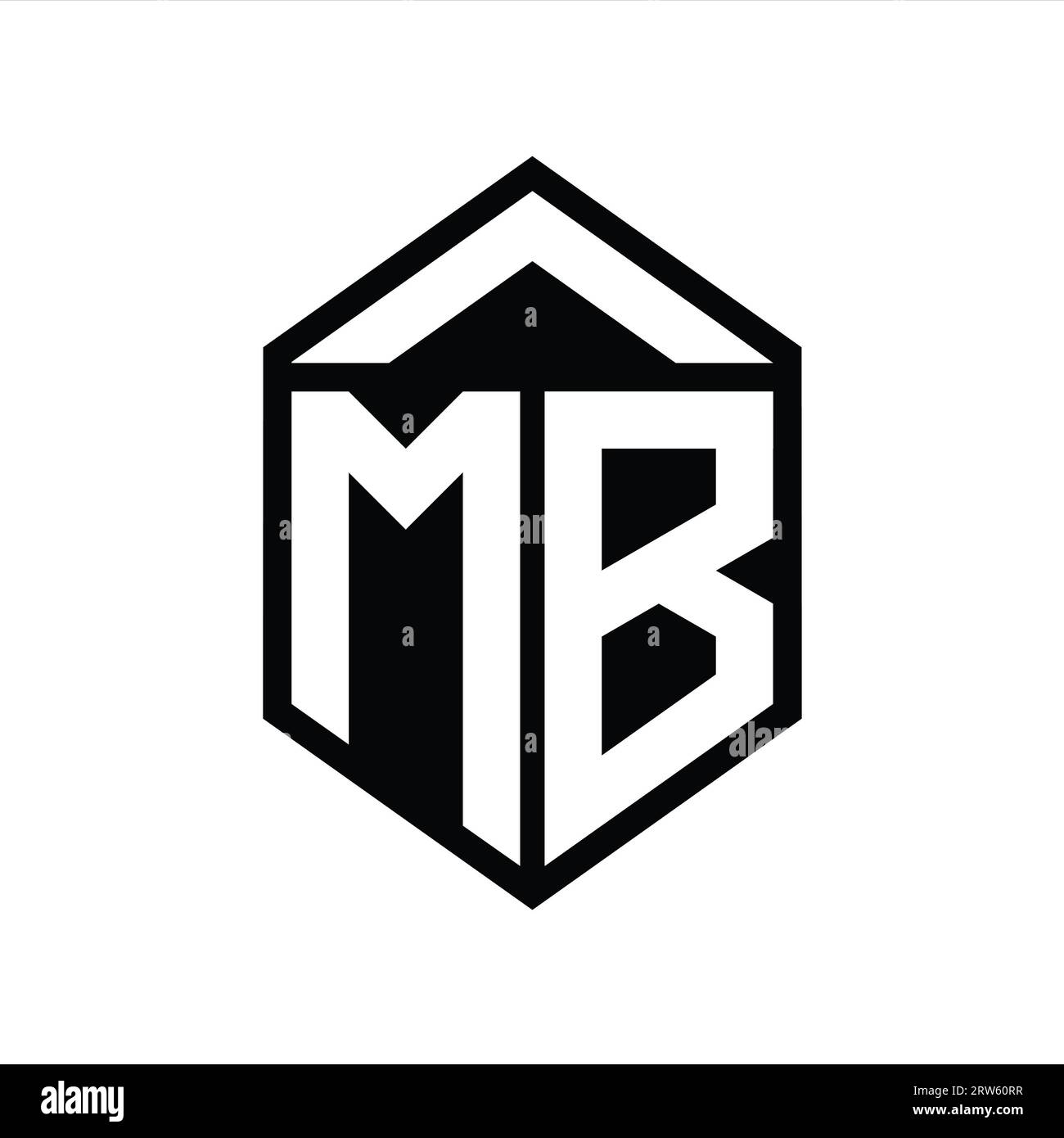 MB Letter Logo monogram simple hexagon shield shape isolated style ...