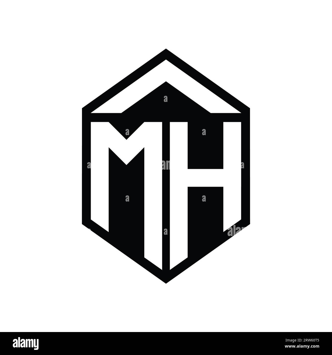 MH Letter Logo monogram simple hexagon shield shape isolated style ...