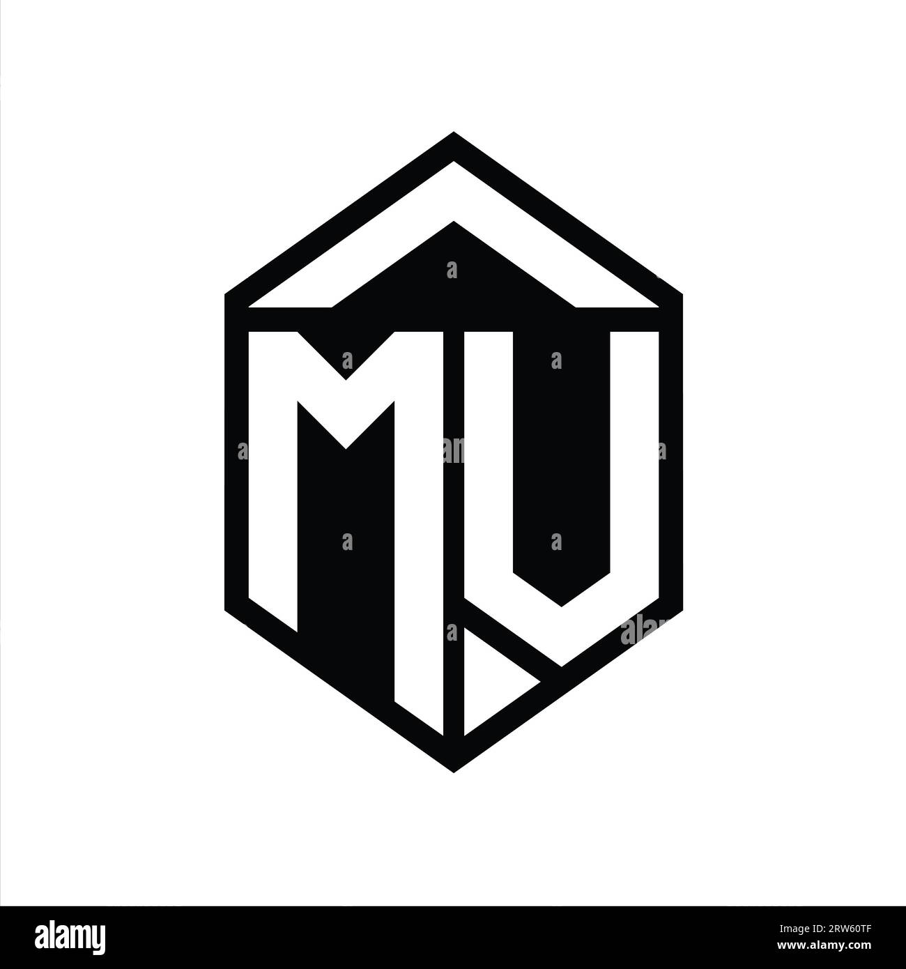 MV Letter Logo monogram simple hexagon shield shape isolated style ...