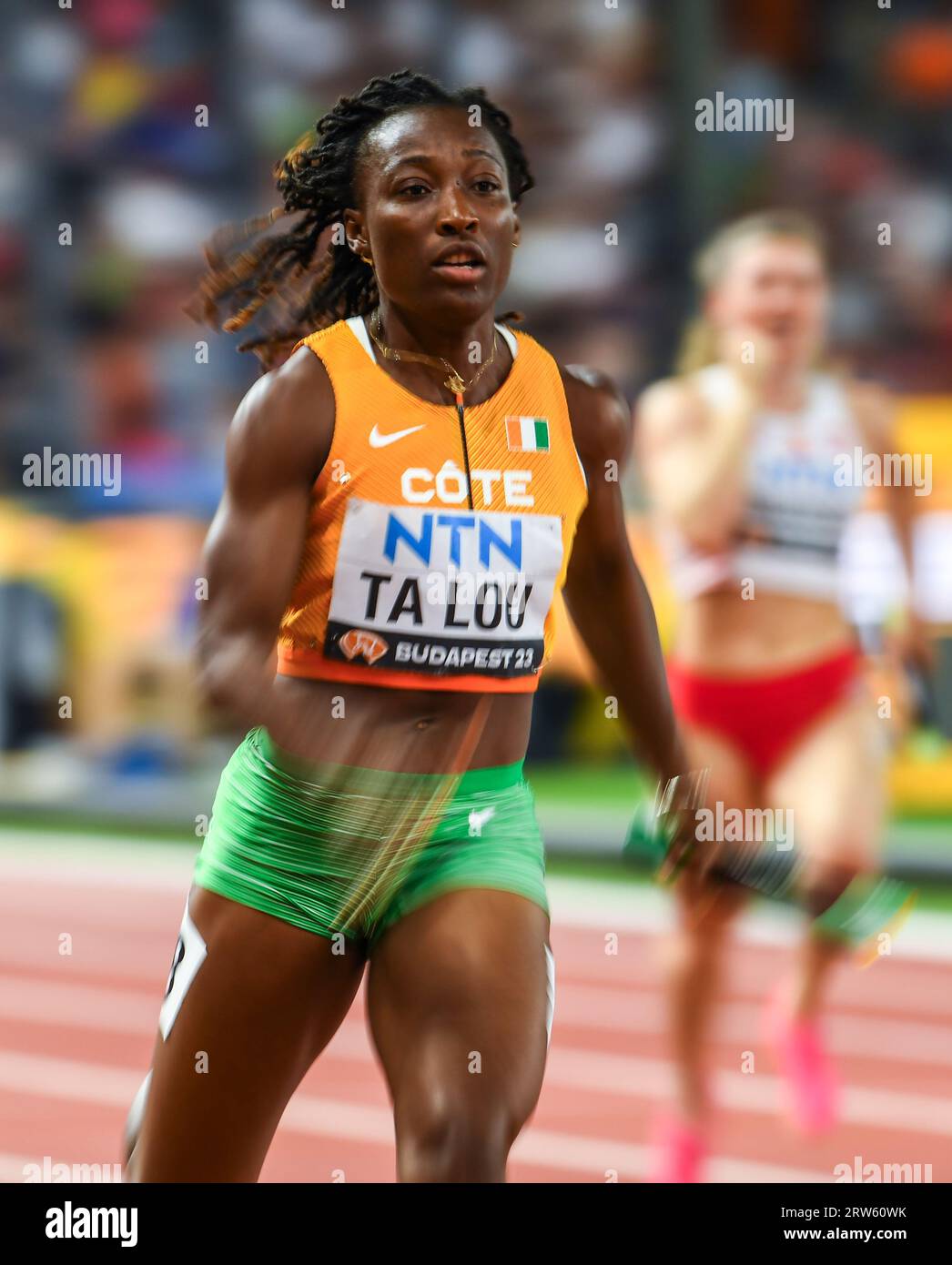 Marie-Josée Ta Lou of Côte d’Ivoire competing in the women’s 4x100m ...
