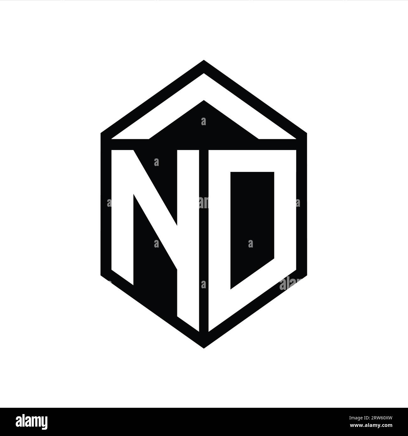 ND Letter Logo monogram simple hexagon shield shape isolated style ...