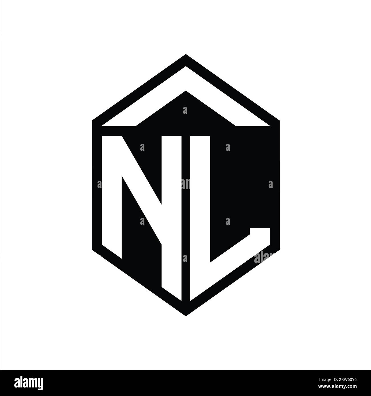 NL Letter Logo monogram simple hexagon shield shape isolated style ...