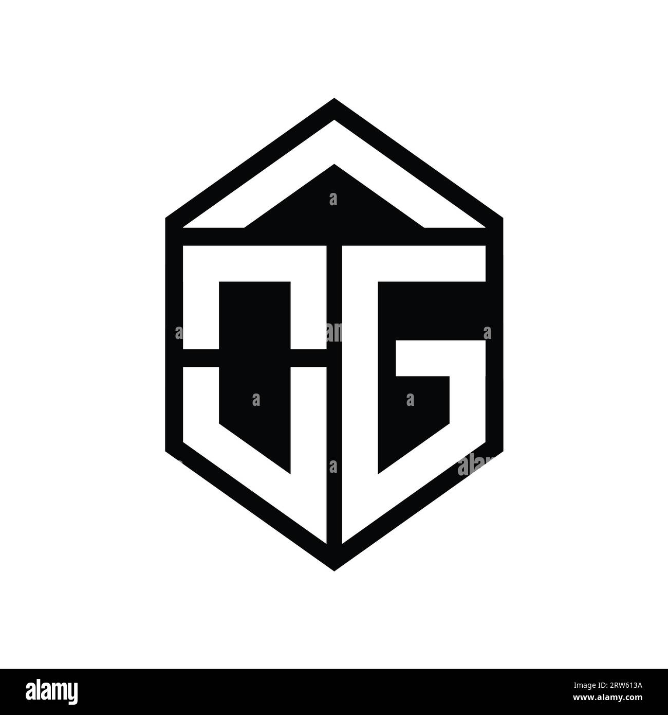 OG Letter Logo monogram simple hexagon shield shape isolated style ...