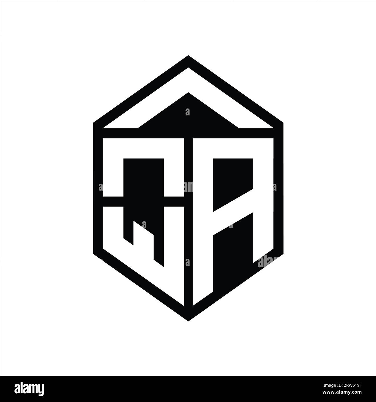 QA Letter Logo monogram simple hexagon shield shape isolated style design template Stock Photo ...