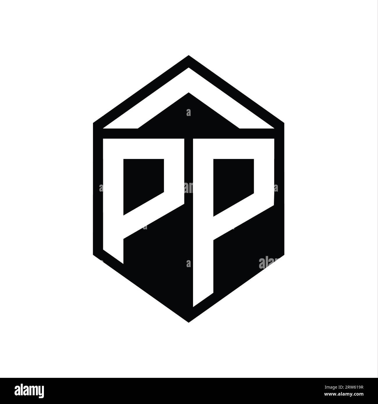 PP Letter Logo monogram simple hexagon shield shape isolated style ...
