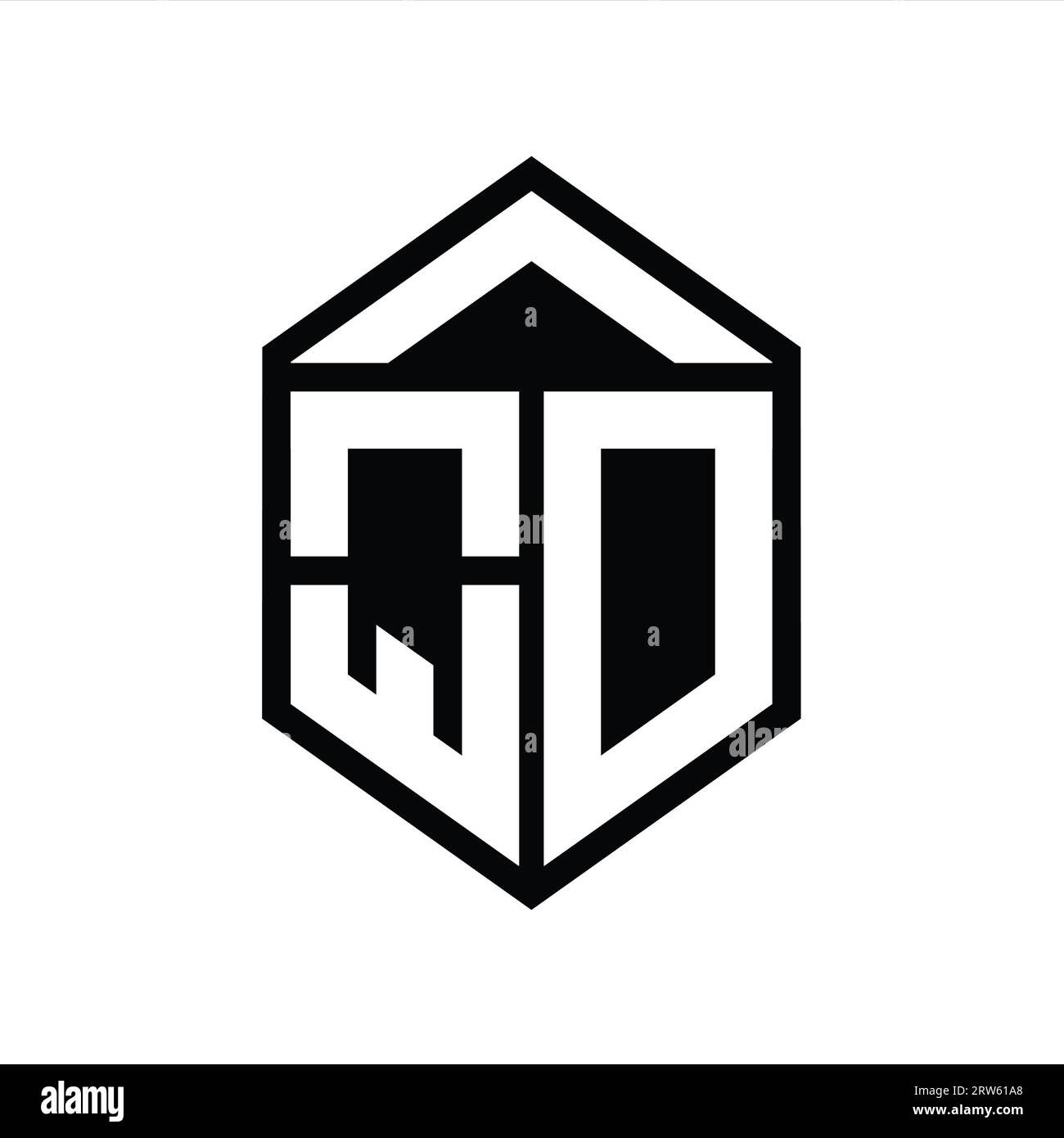 QD Letter Logo monogram simple hexagon shield shape isolated style design template Stock Photo ...