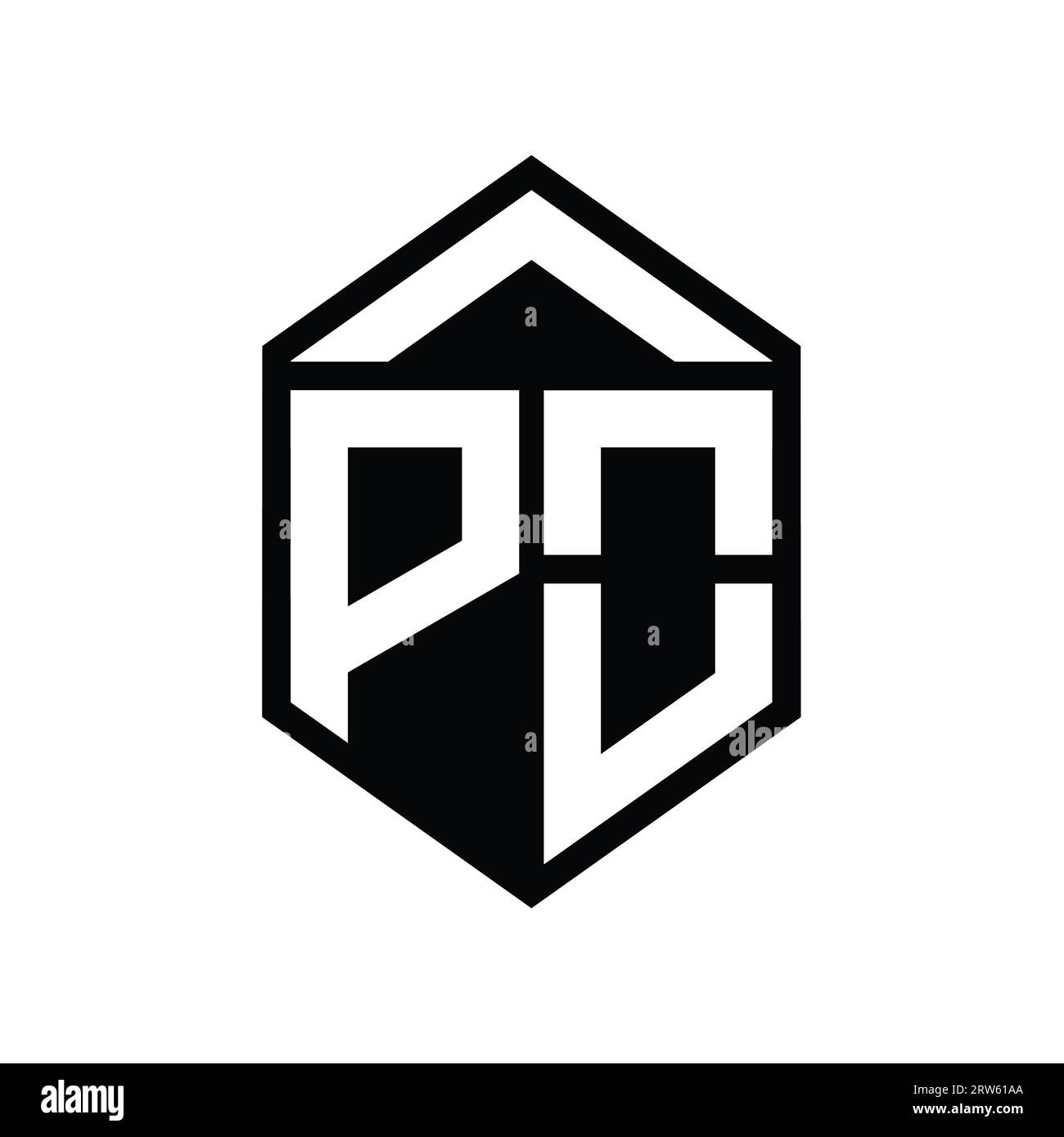 PO Letter Logo monogram simple hexagon shield shape isolated style design template Stock Photo ...
