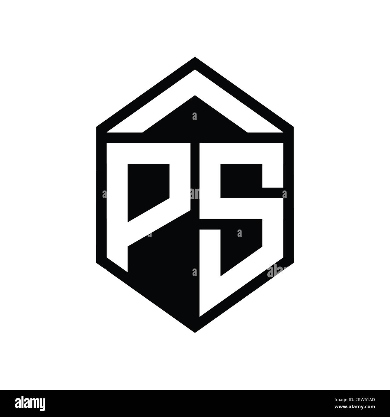 PS Letter Logo monogram simple hexagon shield shape isolated style ...