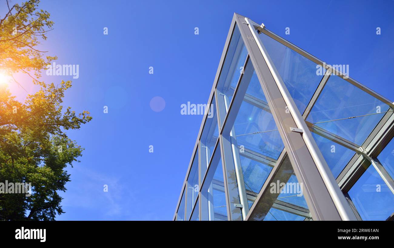 Modern building glass roof metal frame construction. Metal structure ...