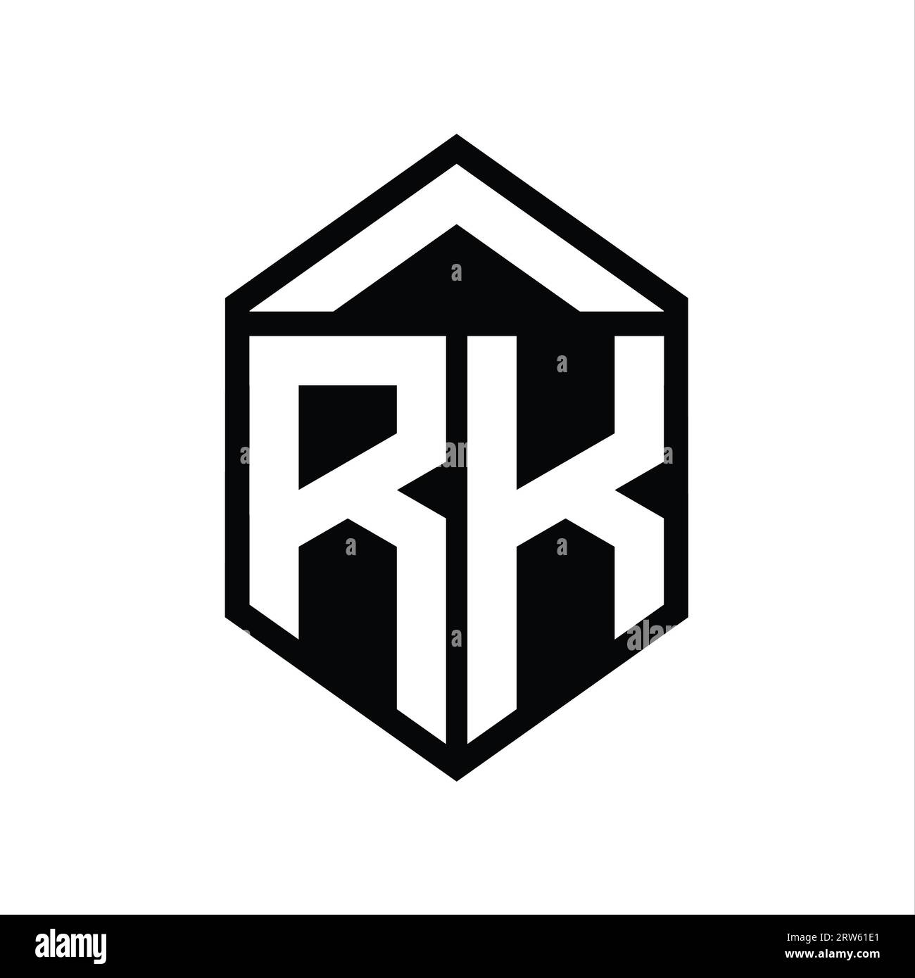 RK Letter Logo monogram simple hexagon shield shape isolated style design template Stock Photo ...