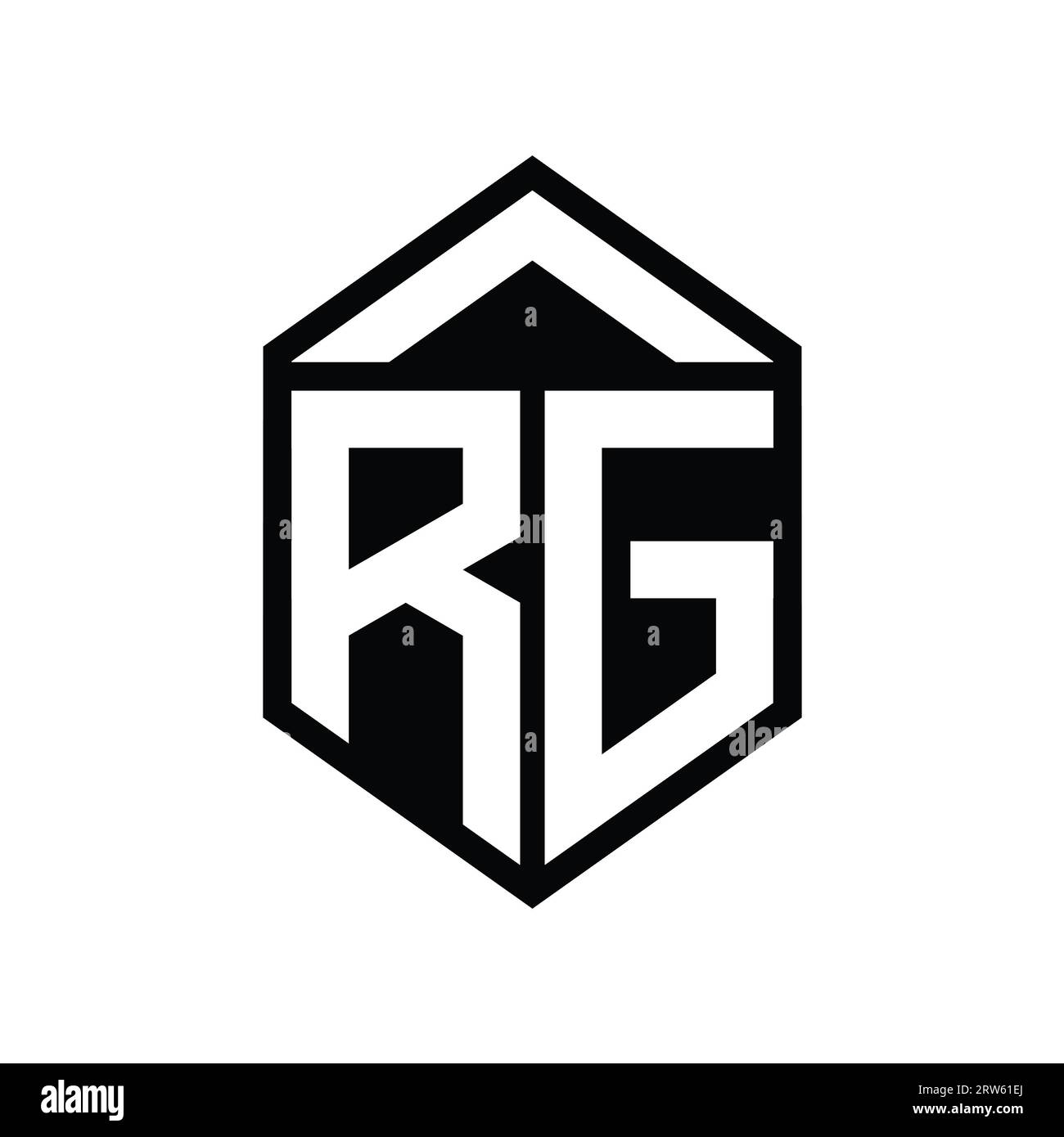 RG Letter Logo monogram simple hexagon shield shape isolated style ...