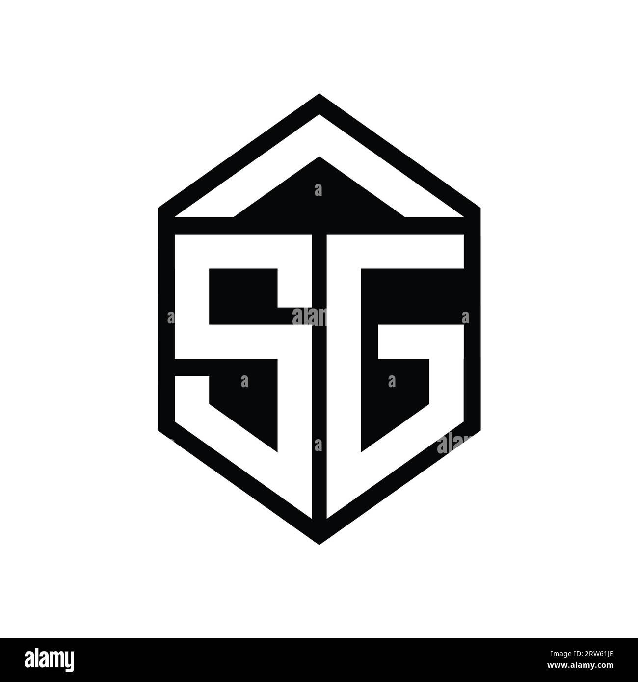 SG Letter Logo monogram simple hexagon shield shape isolated style ...