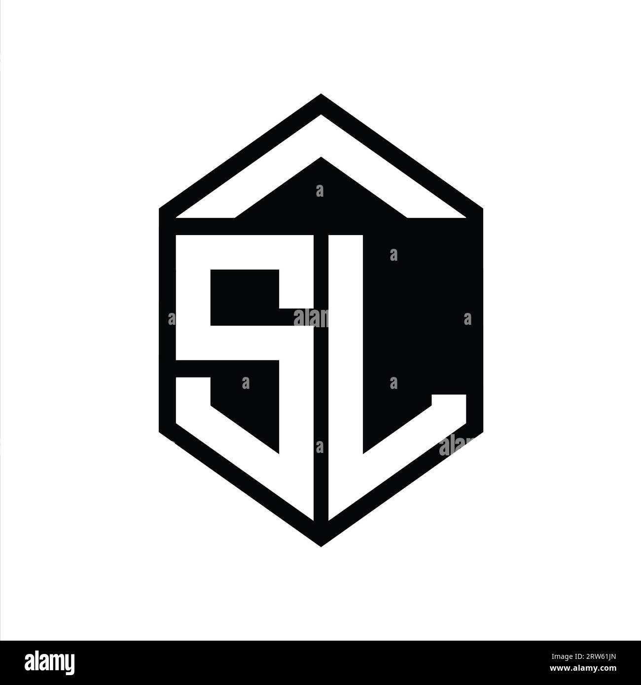 SL Letter Logo monogram simple hexagon shield shape isolated style ...