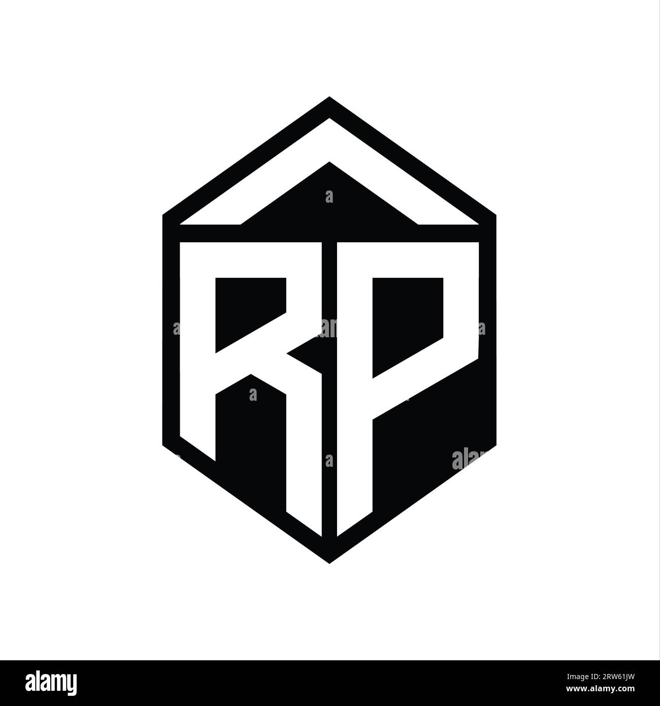 RP Letter Logo monogram simple hexagon shield shape isolated style design template Stock Photo ...