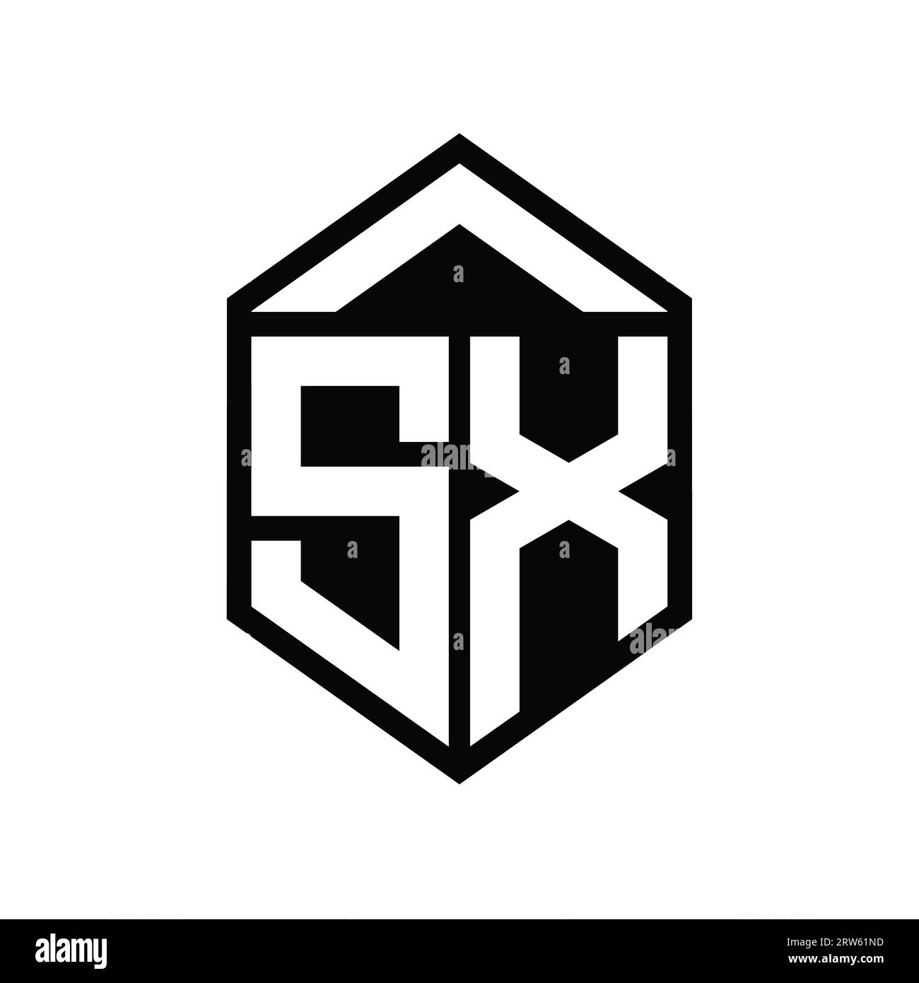 SX Letter Logo monogram simple hexagon shield shape isolated style ...