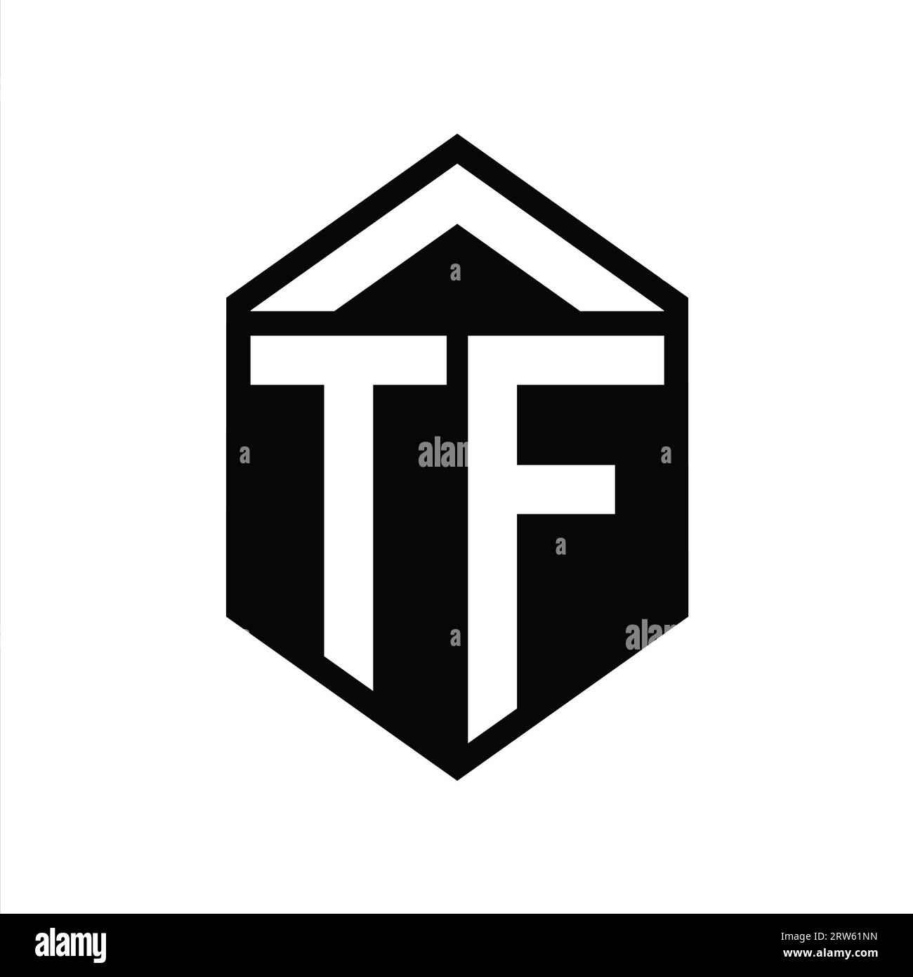 TF Letter Logo monogram simple hexagon shield shape isolated style ...