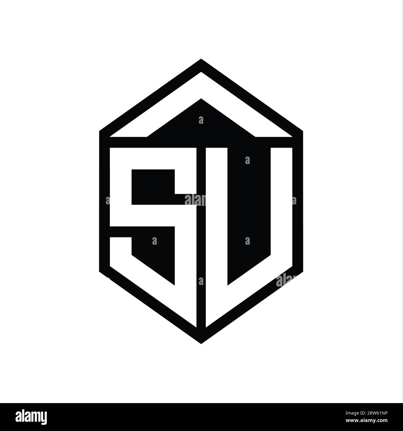 Letter su shield shape logo hi-res stock photography and images - Alamy