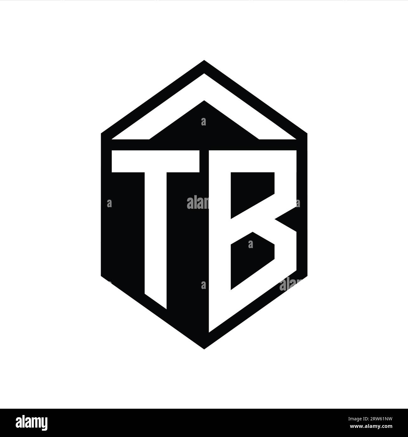 TB Letter Logo monogram simple hexagon shield shape isolated style ...