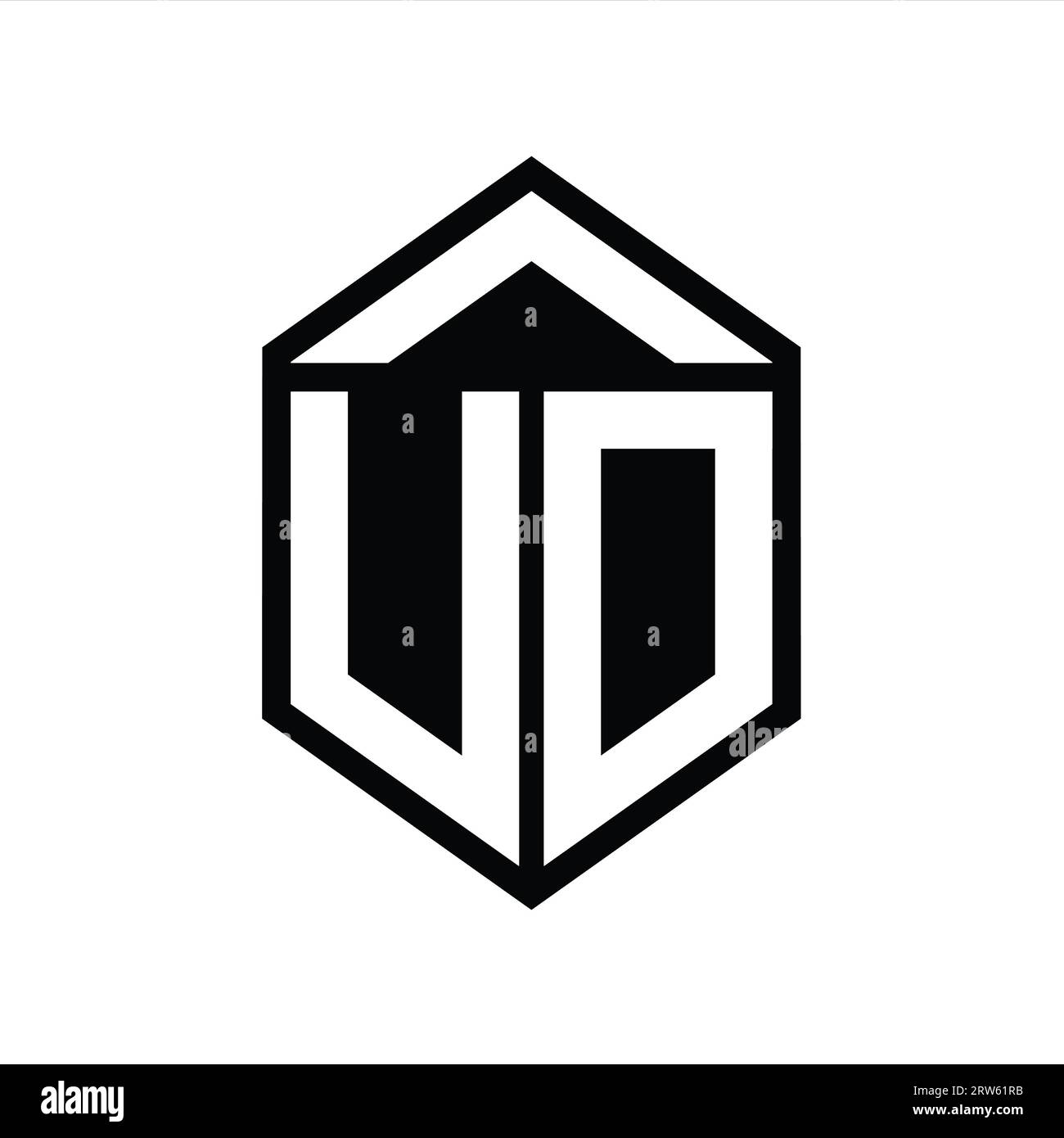UD Letter Logo monogram simple hexagon shield shape isolated style ...
