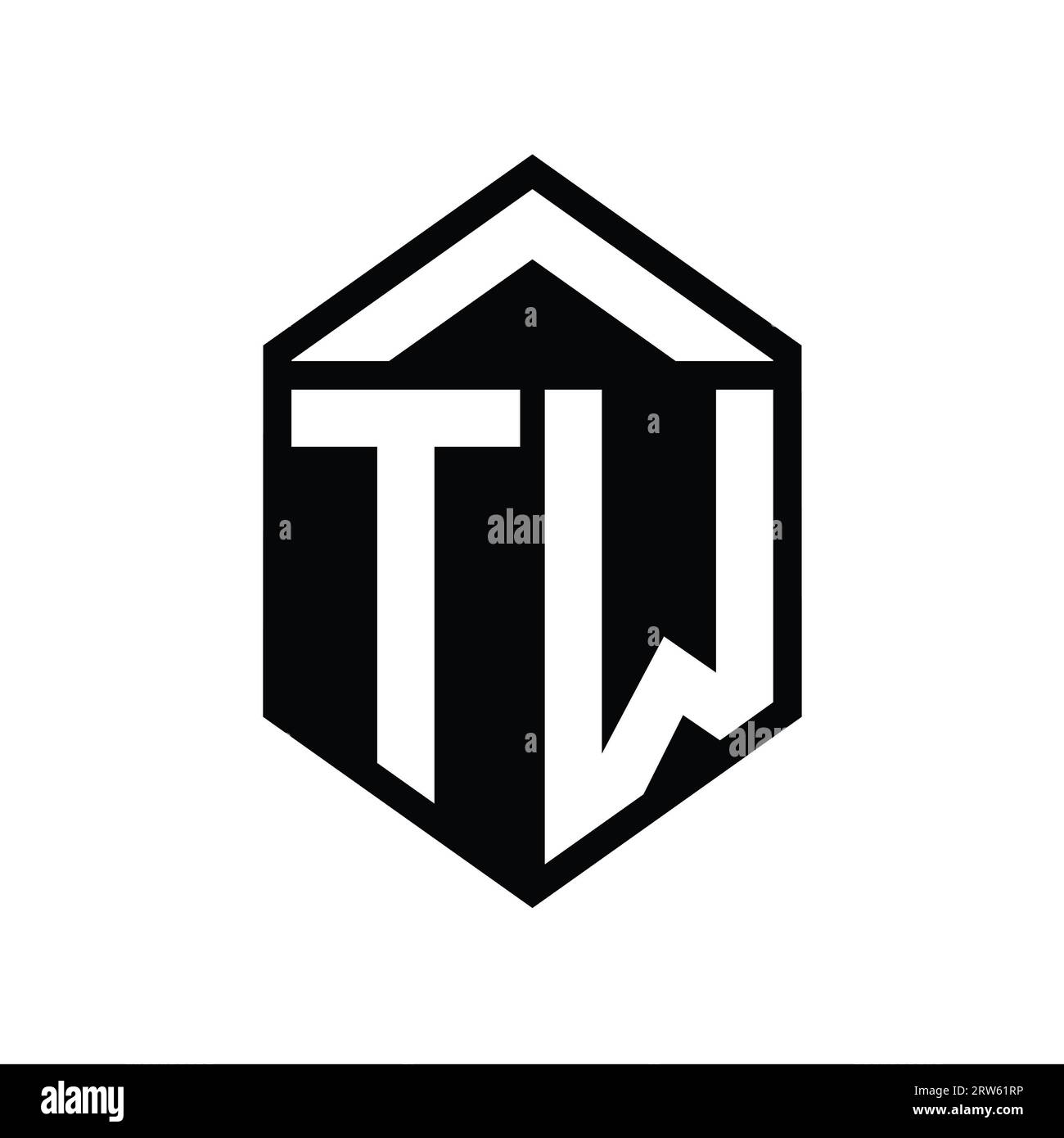 TW Letter Logo monogram simple hexagon shield shape isolated style design template Stock Photo ...