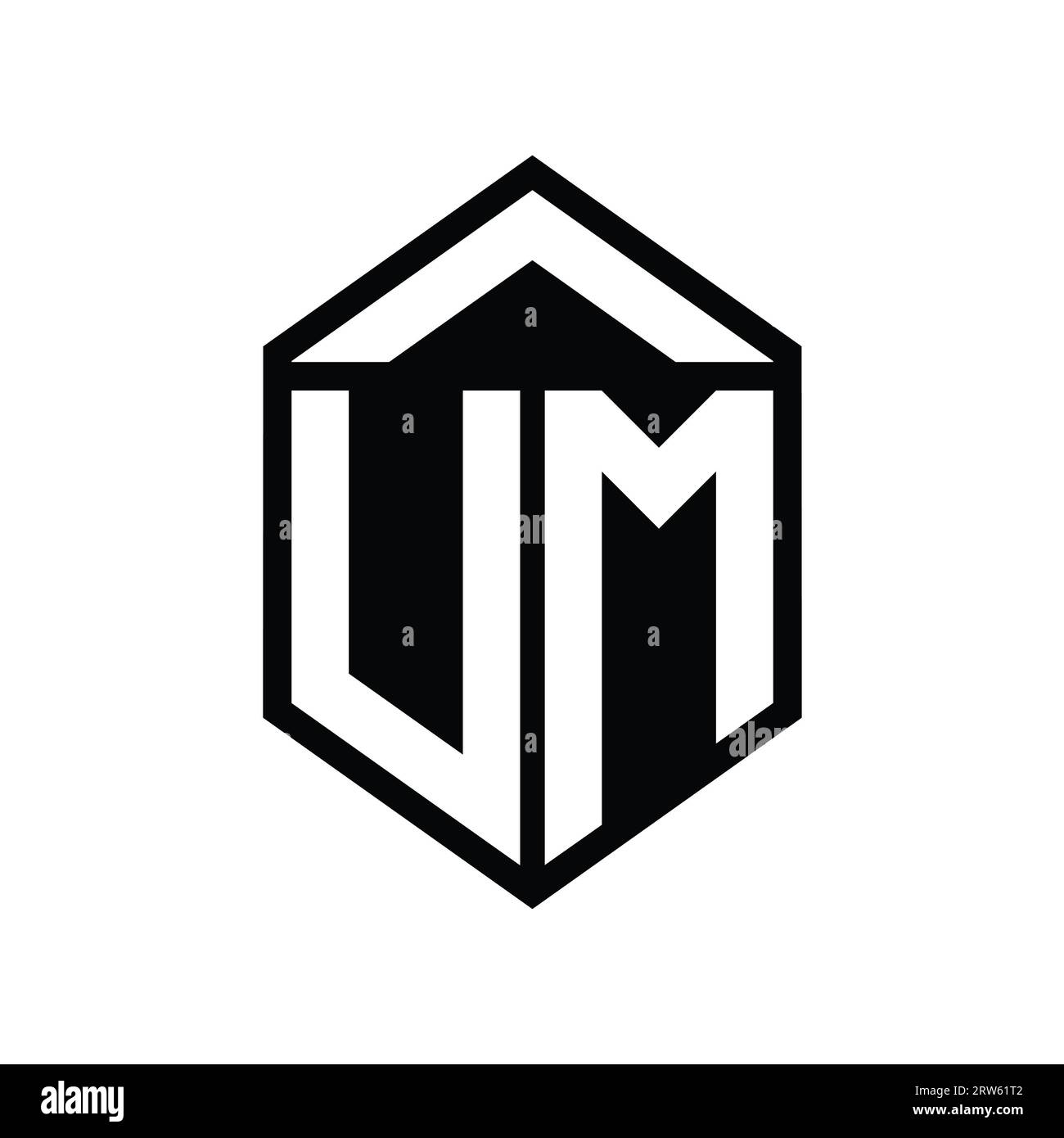UM Letter Logo monogram simple hexagon shield shape isolated style ...