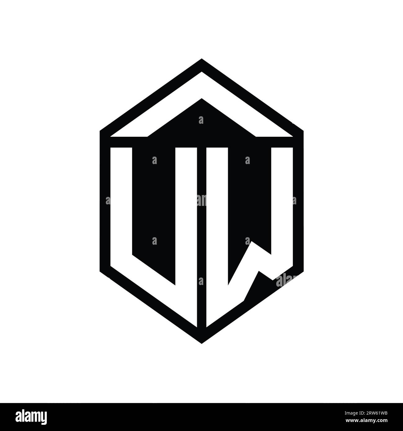 UW Letter Logo monogram simple hexagon shield shape isolated style ...