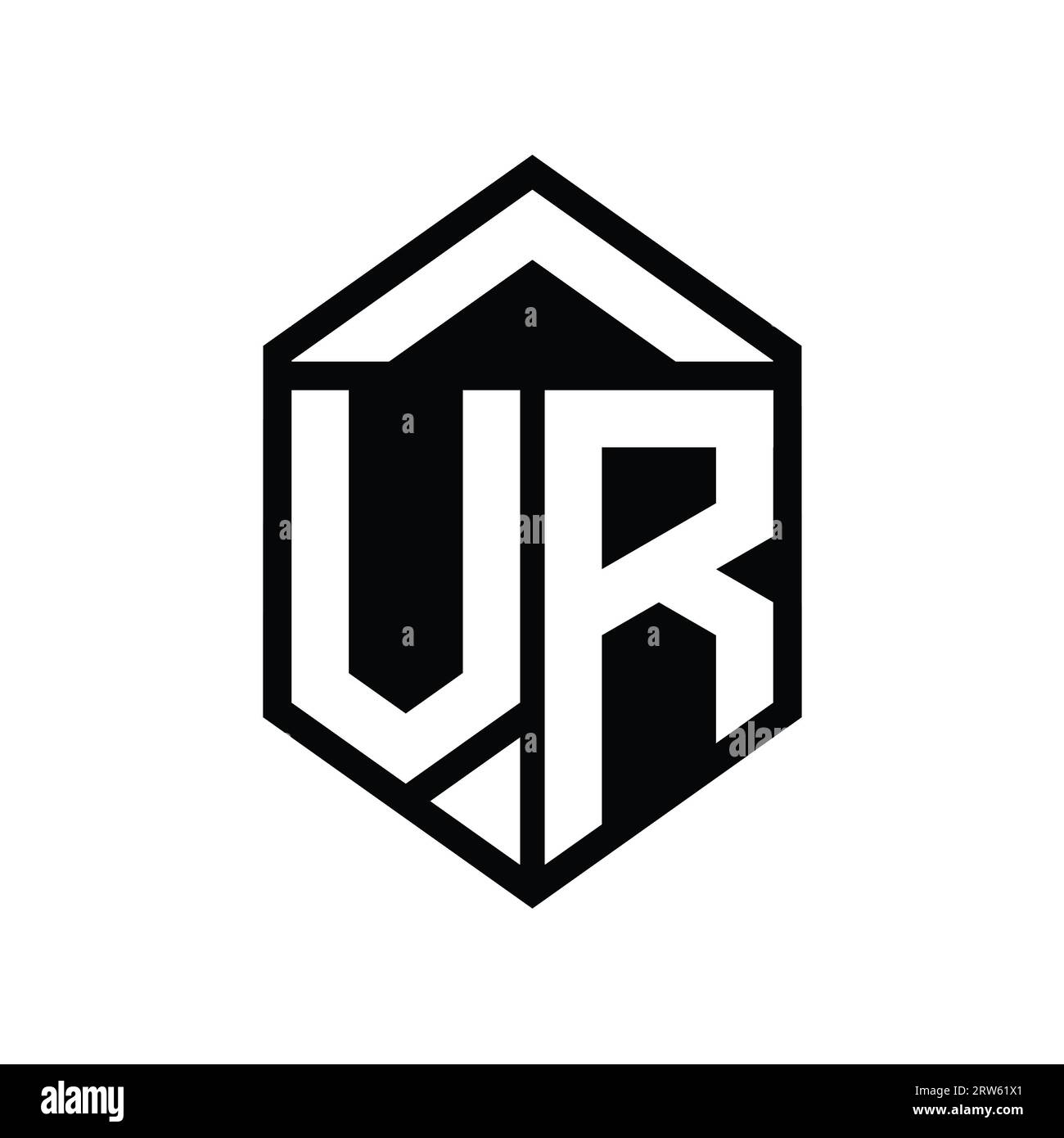 VR Letter Logo monogram simple hexagon shield shape isolated style ...