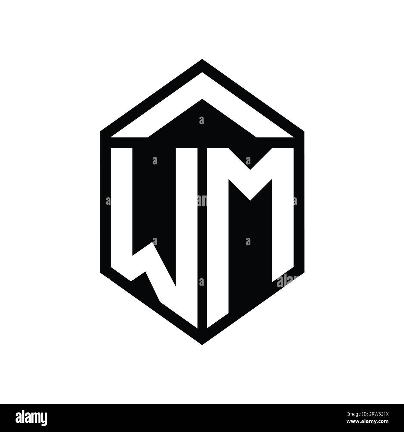 WM Letter Logo monogram simple hexagon shield shape isolated style ...