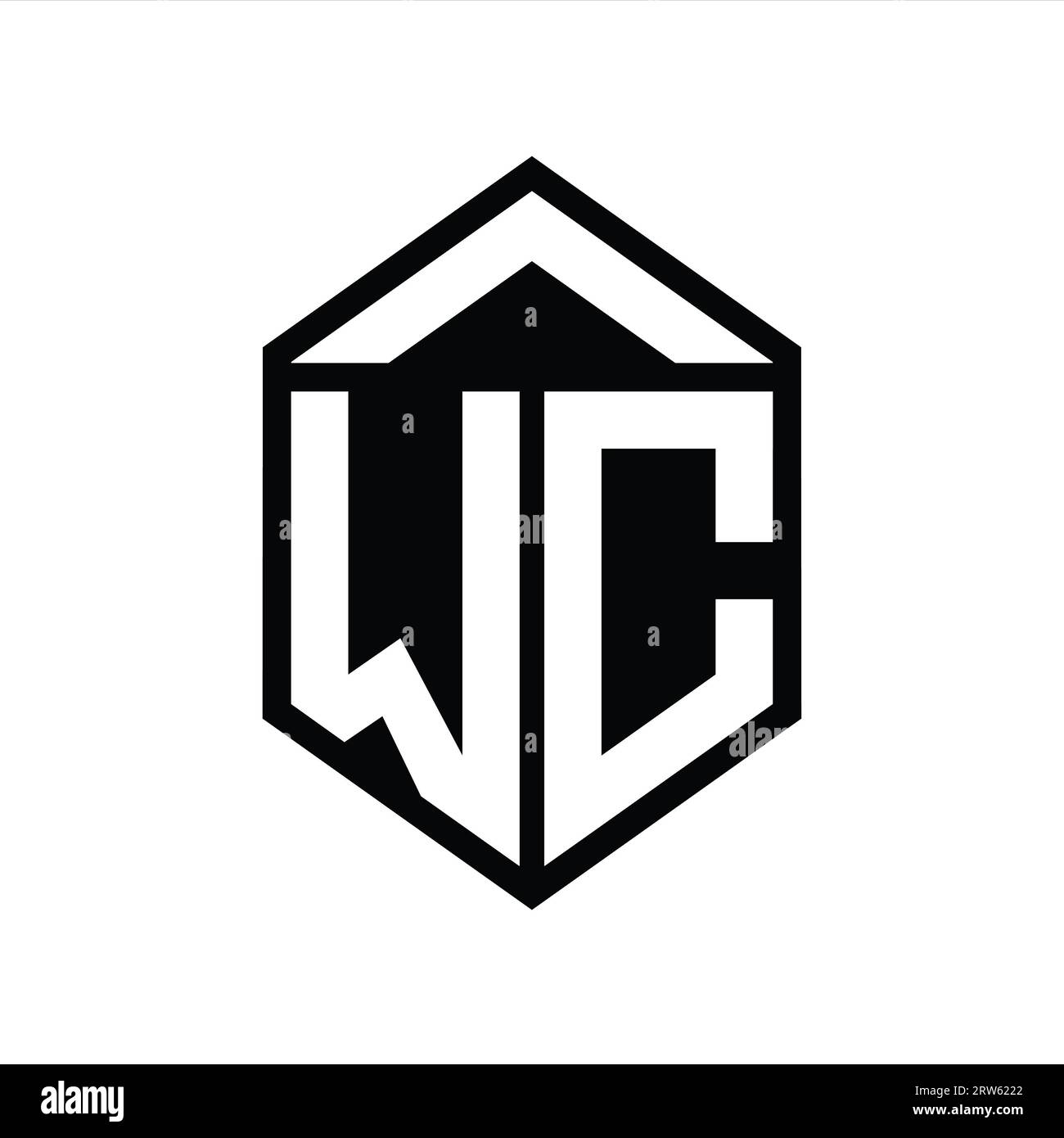 WC Letter Logo monogram simple hexagon shield shape isolated style ...