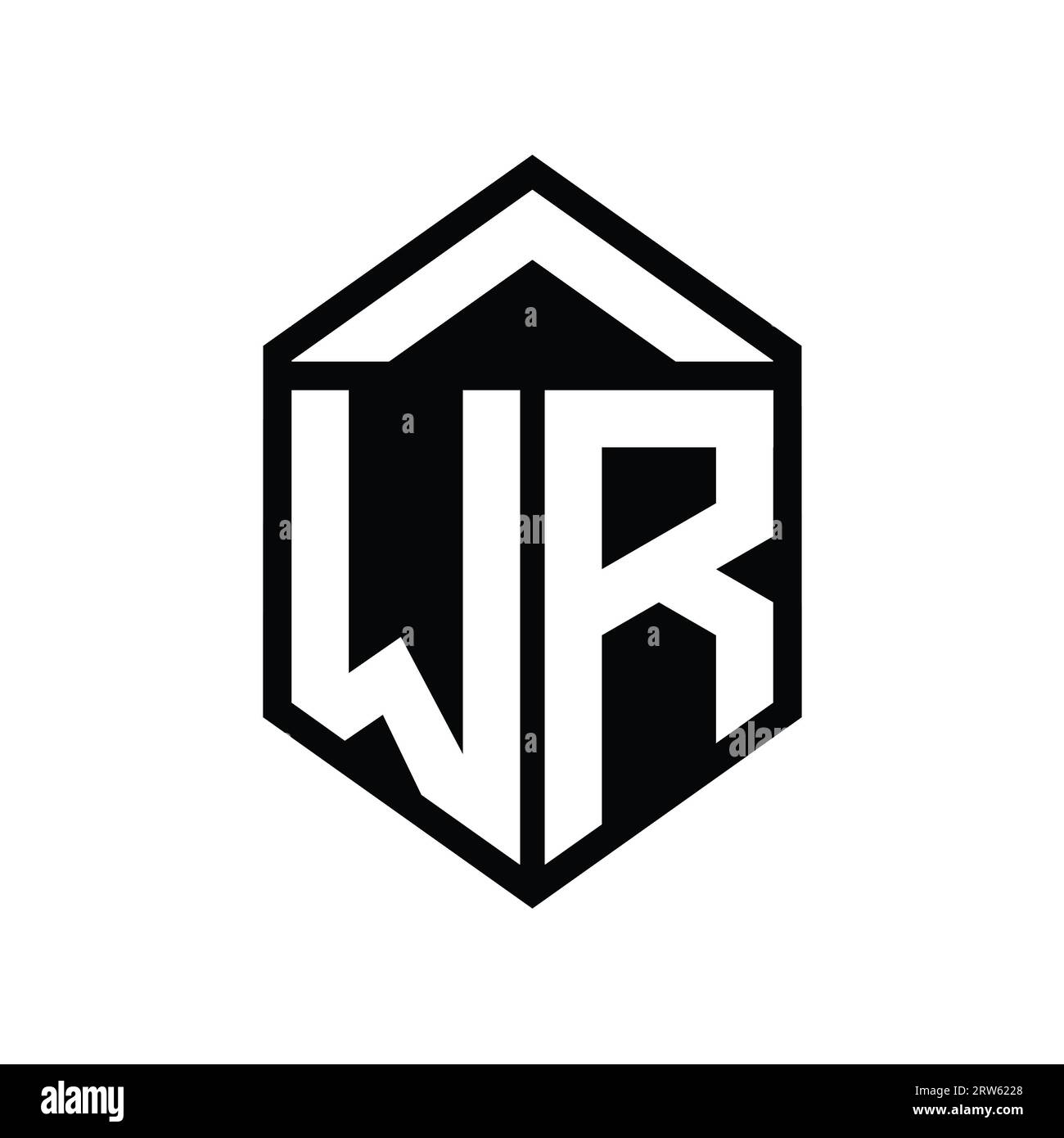 WR Letter Logo monogram simple hexagon shield shape isolated style ...