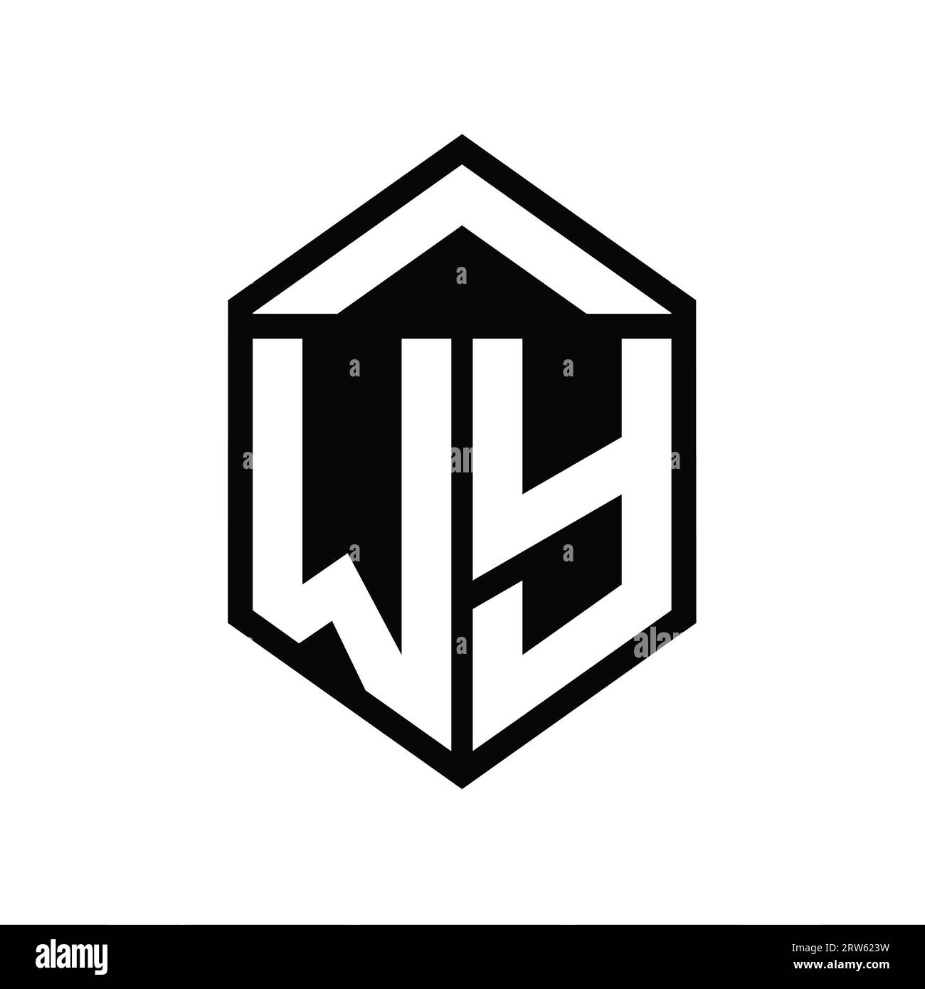 WY Letter Logo monogram simple hexagon shield shape isolated style ...