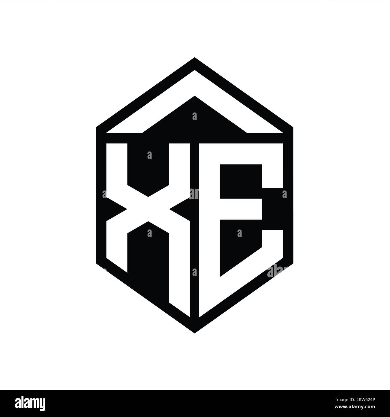 XE Letter Logo monogram simple hexagon shield shape isolated style design template Stock Photo ...