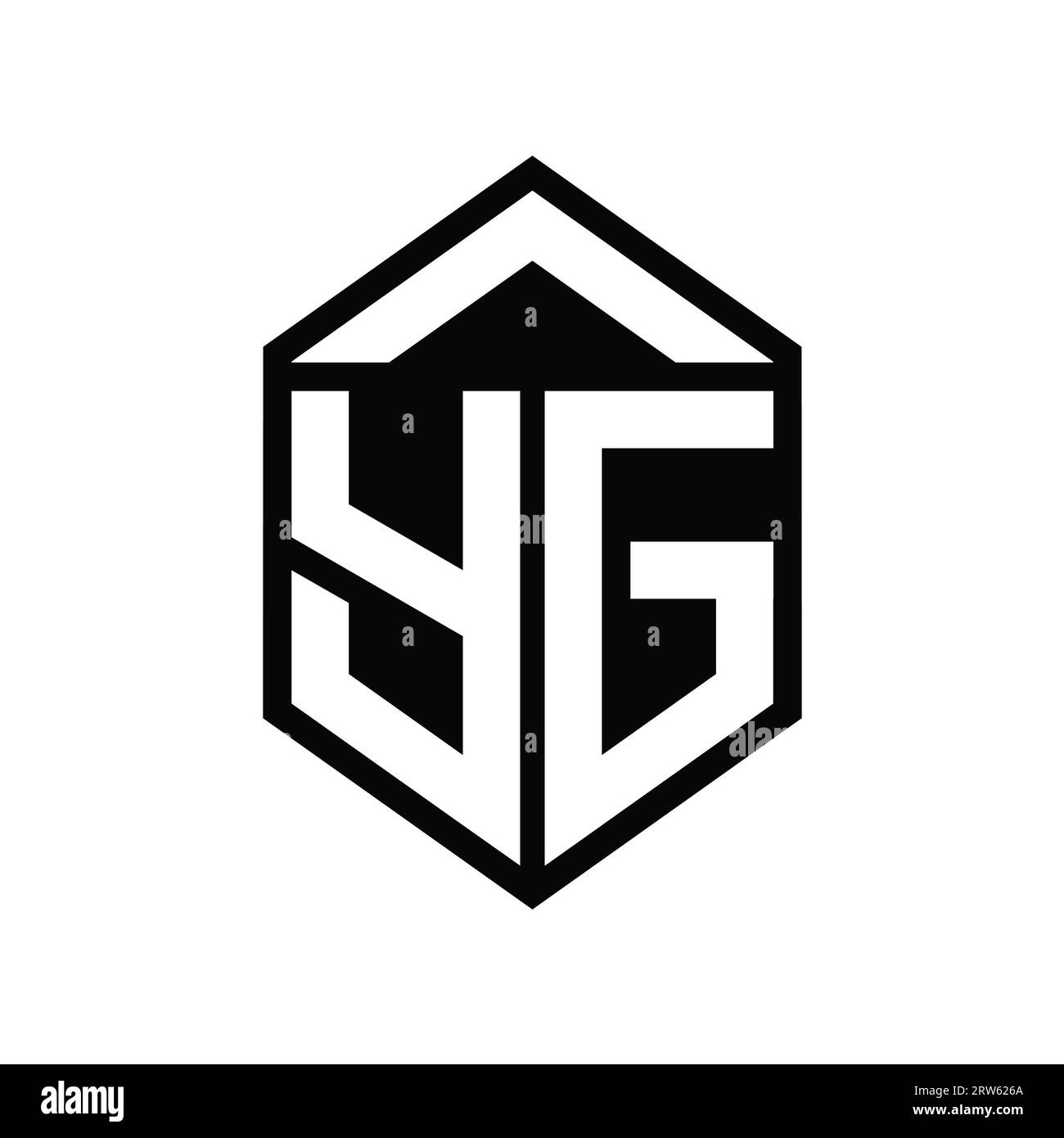 YG Letter Logo monogram simple hexagon shield shape isolated style ...