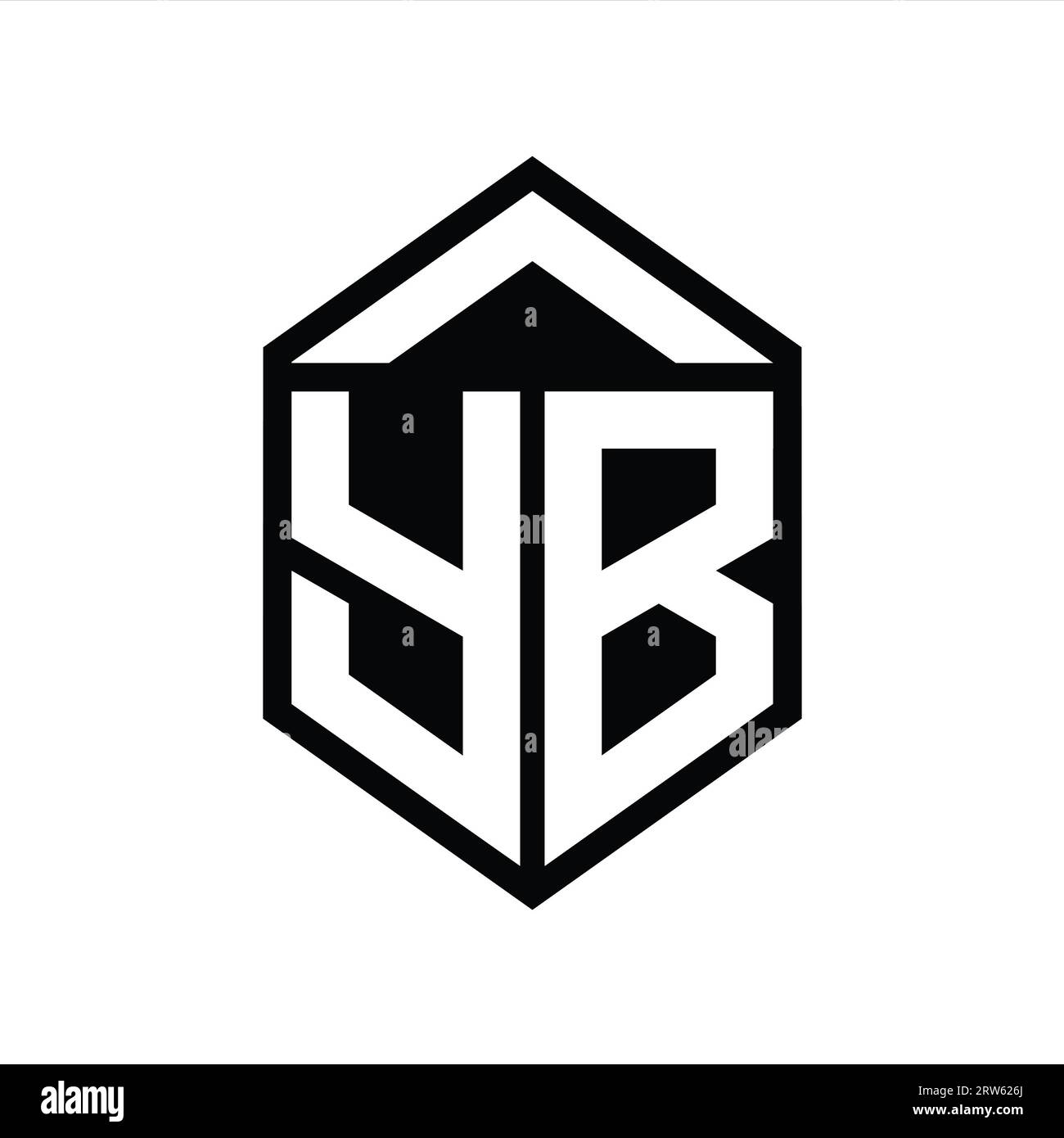 YB Letter Logo monogram simple hexagon shield shape isolated style ...