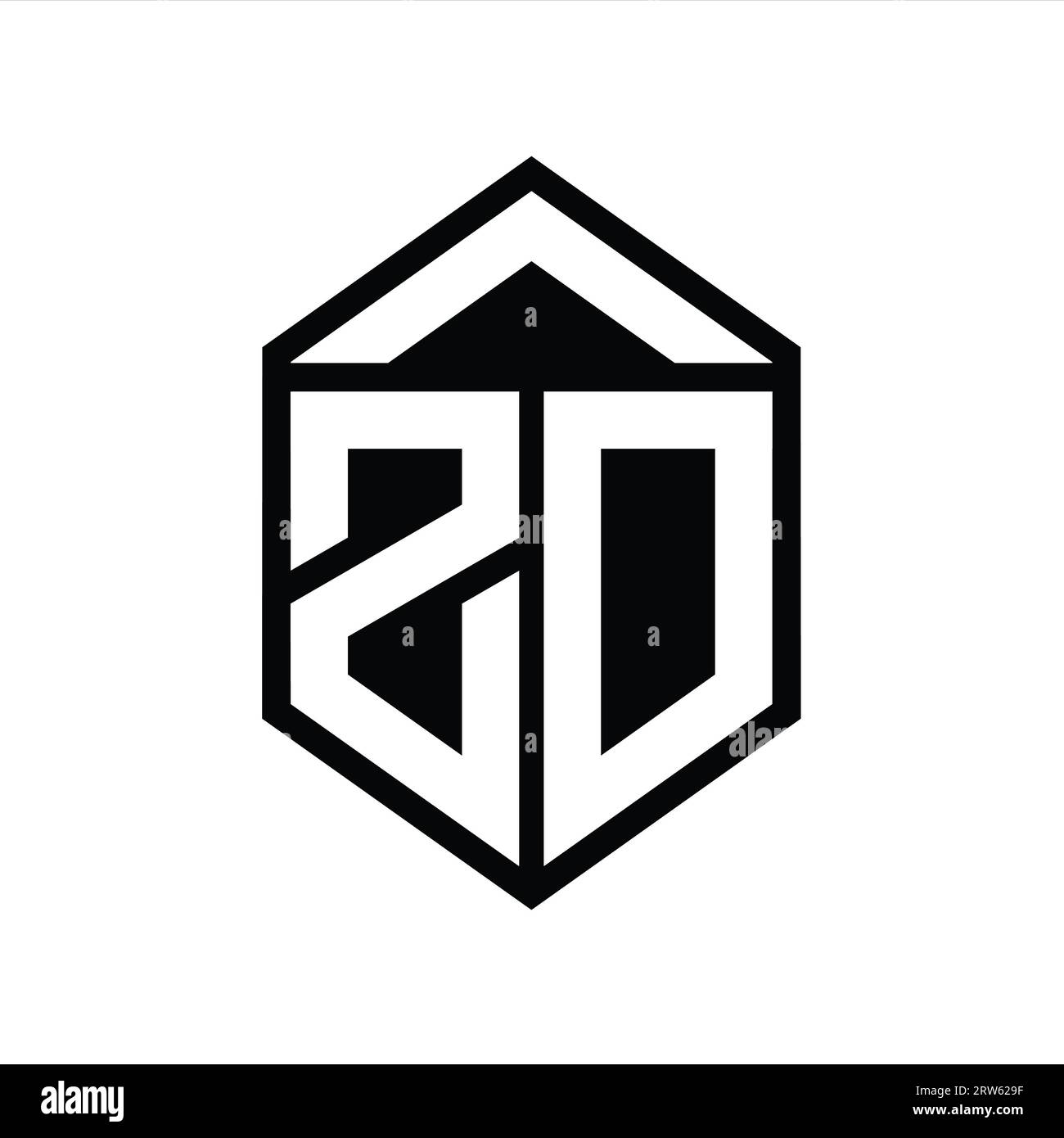 ZD Letter Logo monogram simple hexagon shield shape isolated style design template Stock Photo ...