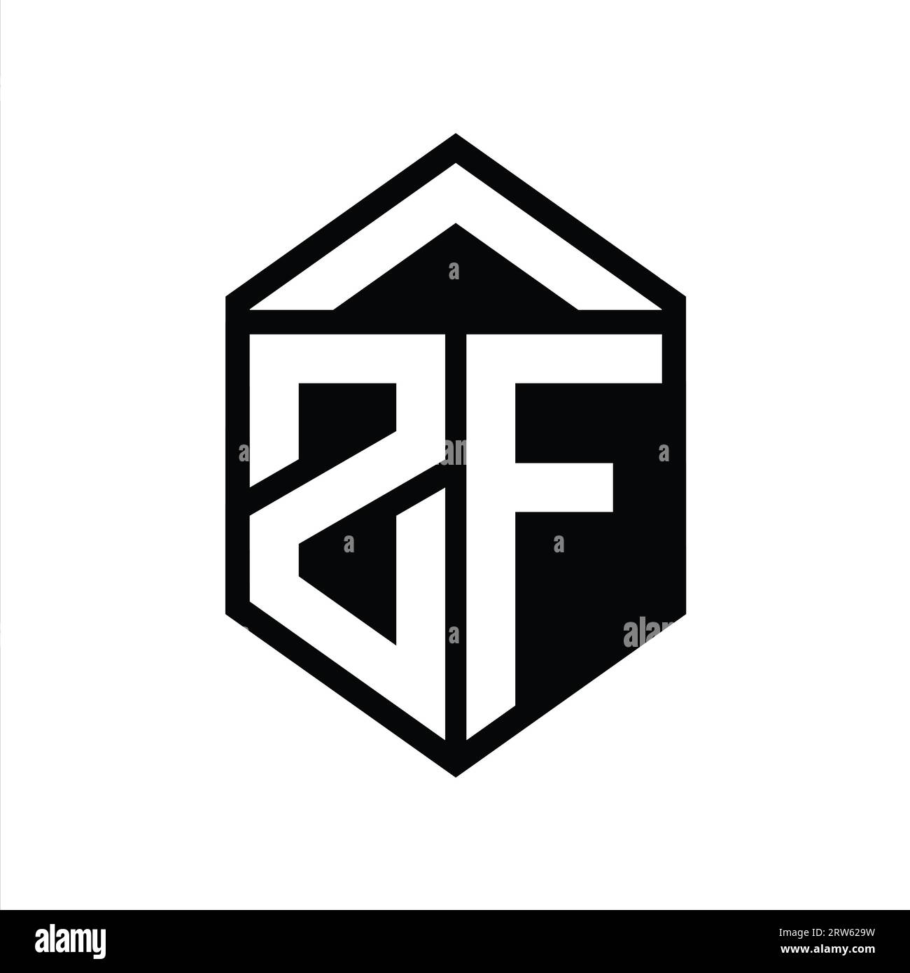 ZF Letter Logo monogram simple hexagon shield shape isolated style design template Stock Photo ...