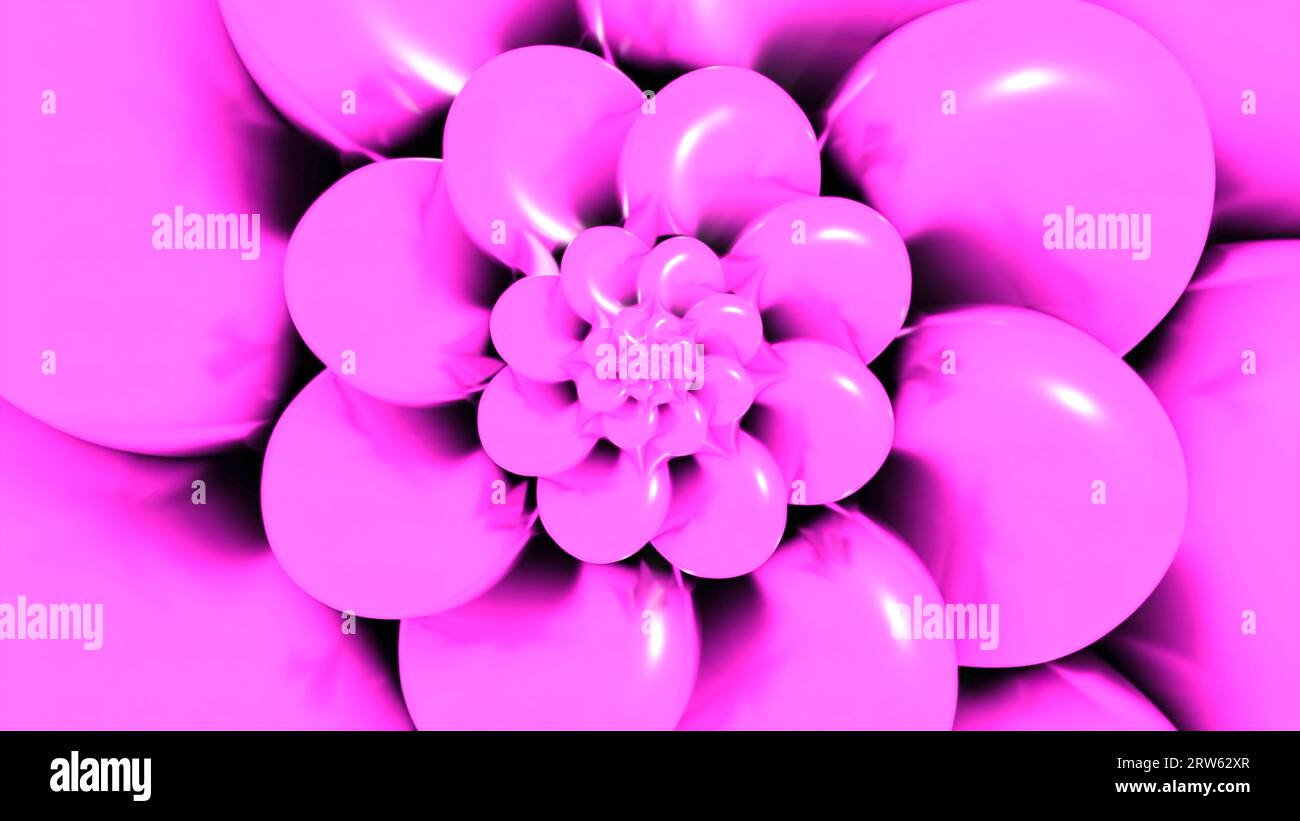 Rotating spiral in shape of flower. Design. Bright 3d animation with ...