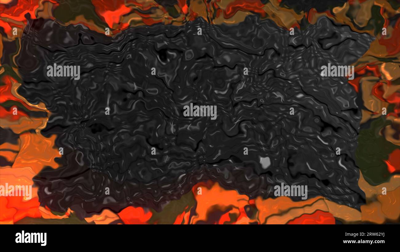Abstract animation of volcanic liquid. Motion. Texture of soot in square with moving liquid ...