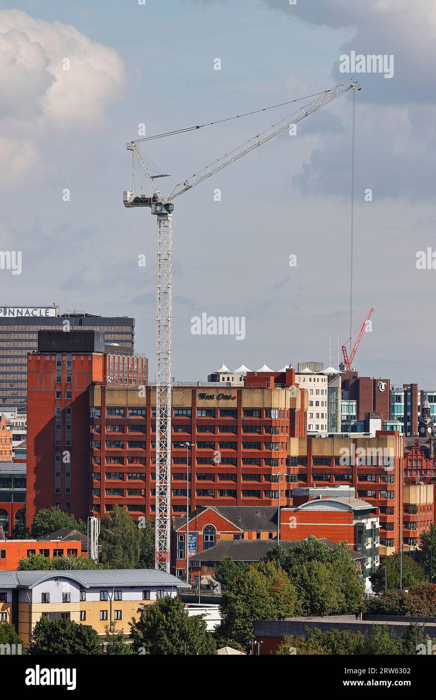 A tower crane at the beginning of construction of the Triangle Yard ...