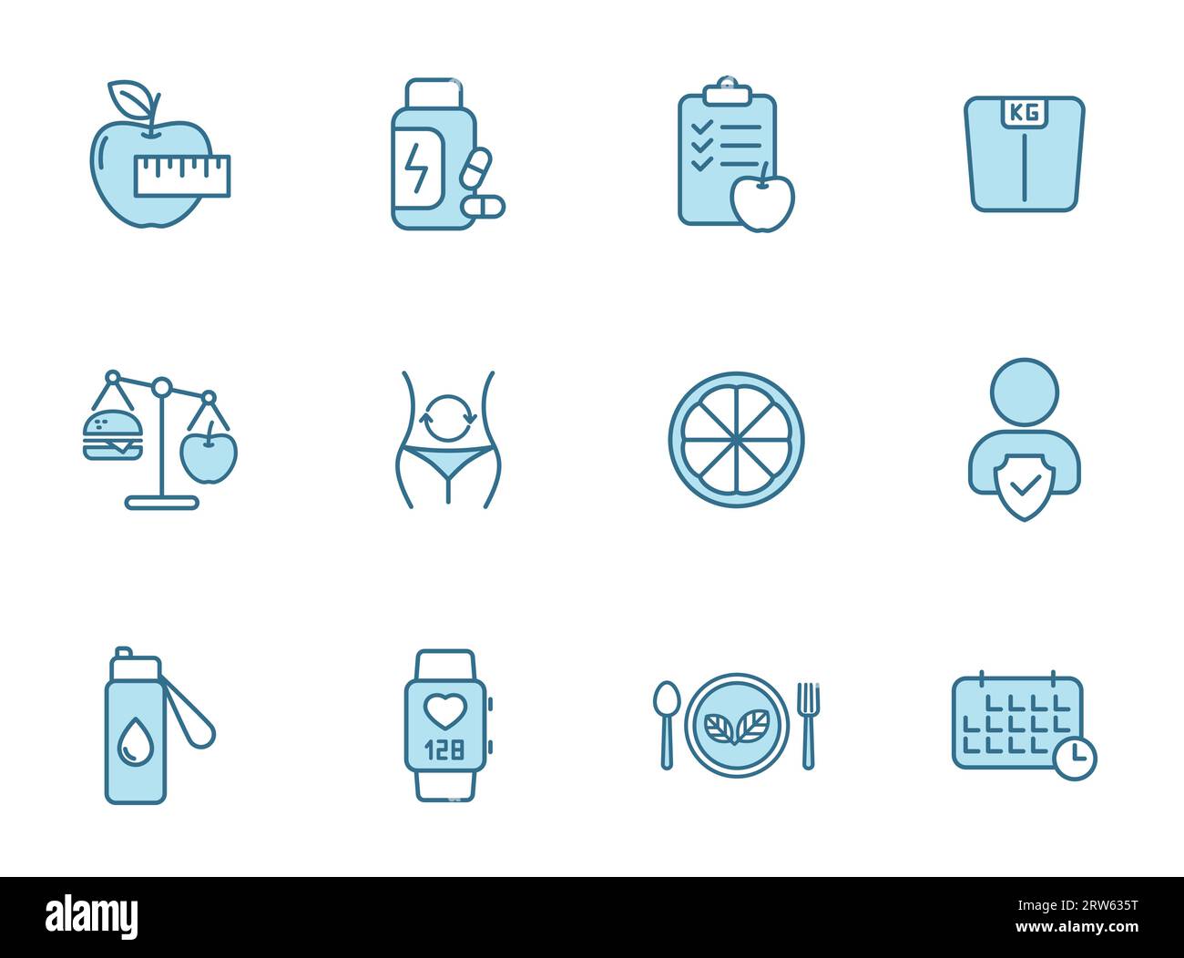 nutrition line icons in two colors isolated Stock Vector Image & Art ...