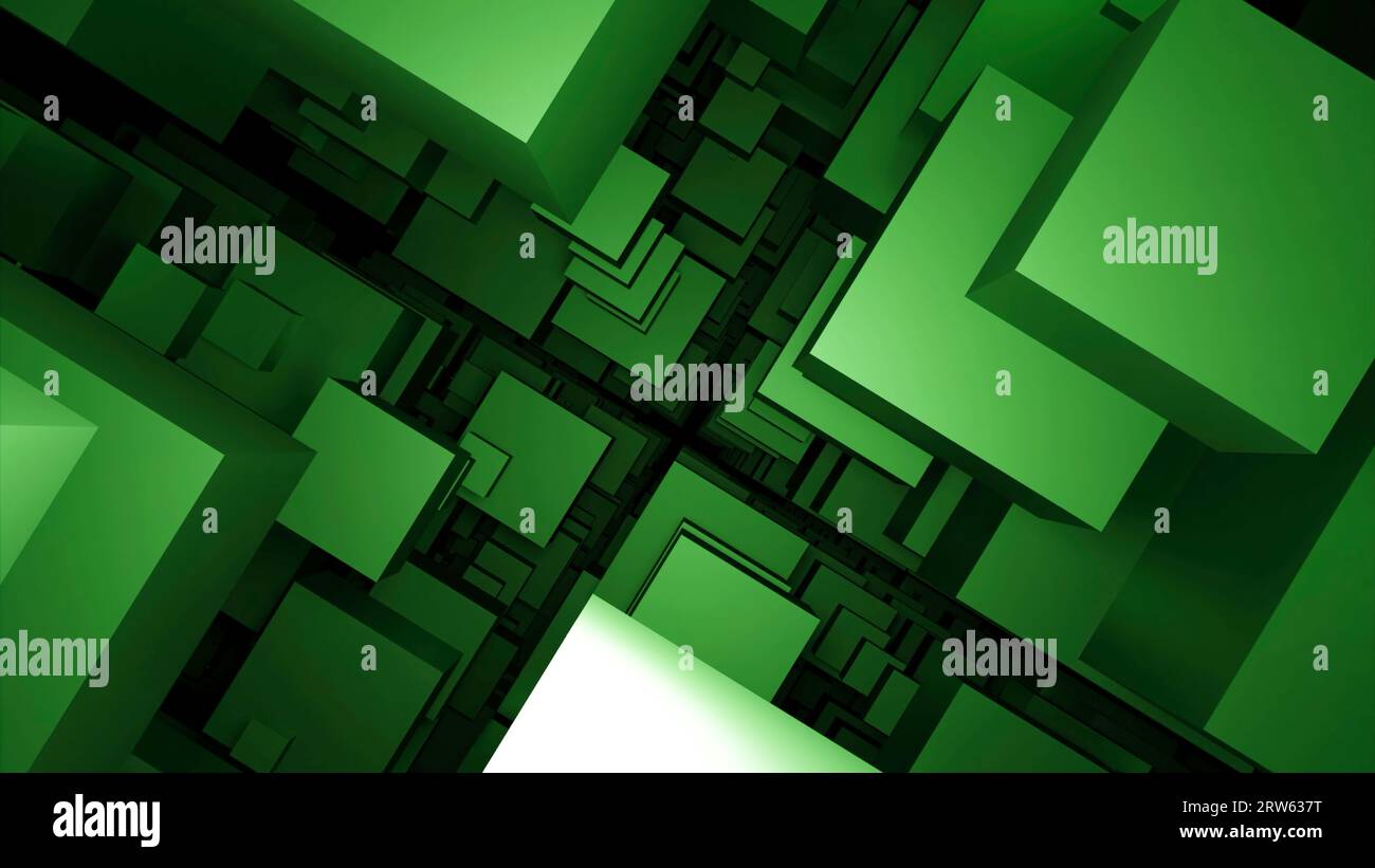 Flow of set of 3d squares. Design. Movement through space from stream ...